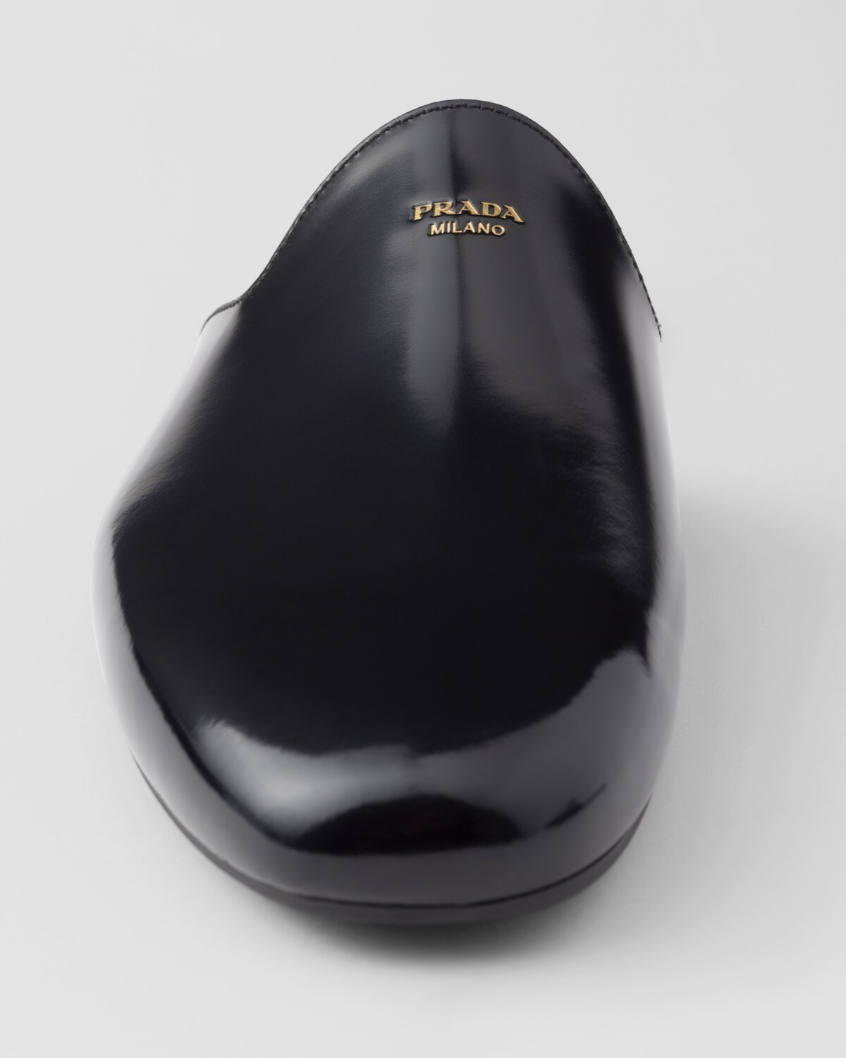 Black Brushed Leather Slippers | PRADA