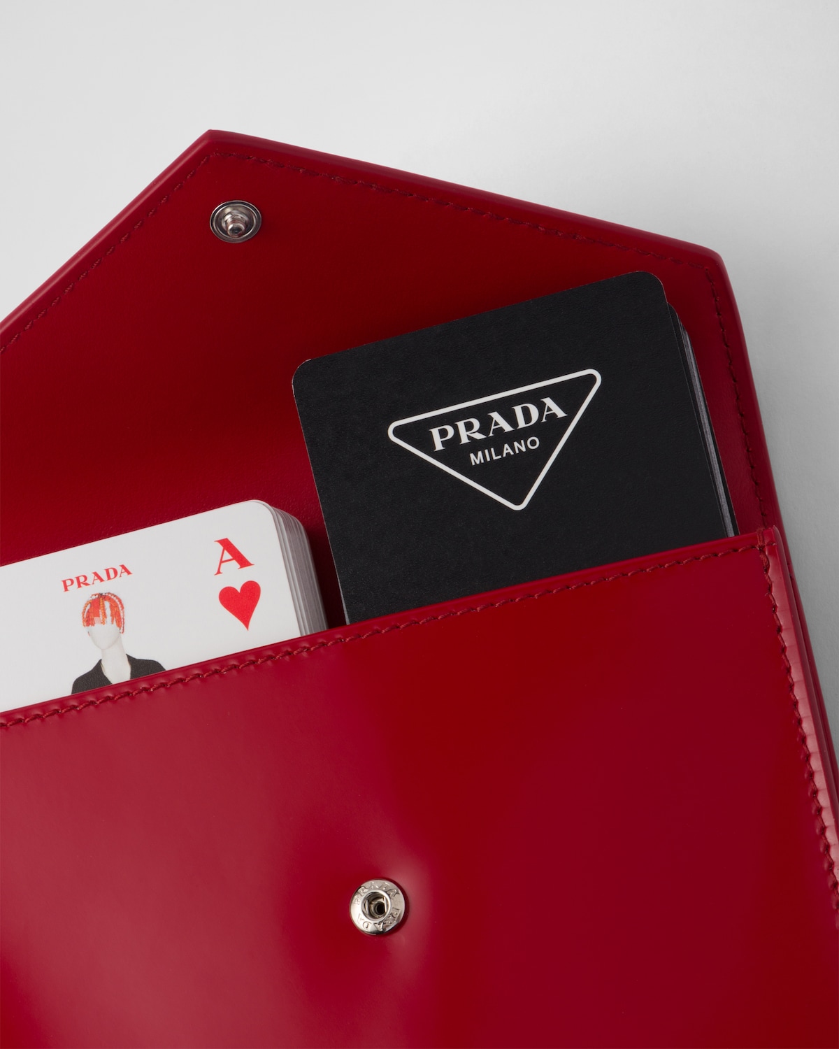 Scarlet Playing Cards With Leather Case | PRADA