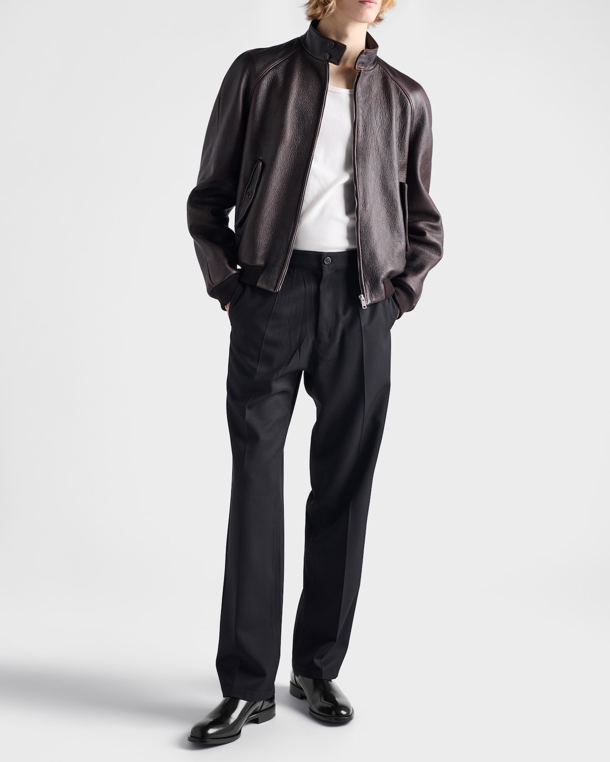 Black Brushed Leather Chelsea Boots | PRADA - United States