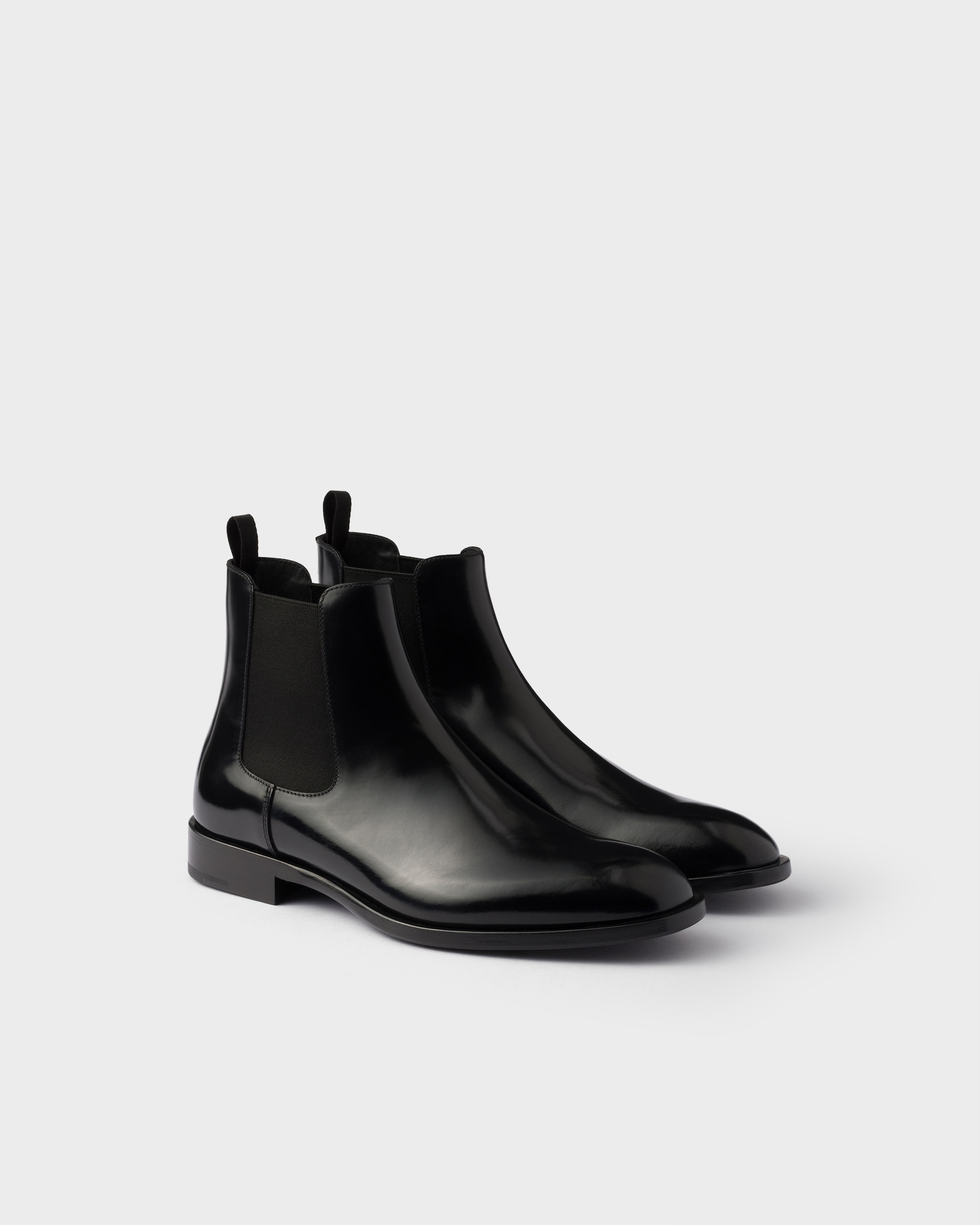 黑色 亮面皮革切尔西靴 | PRADA - 中国