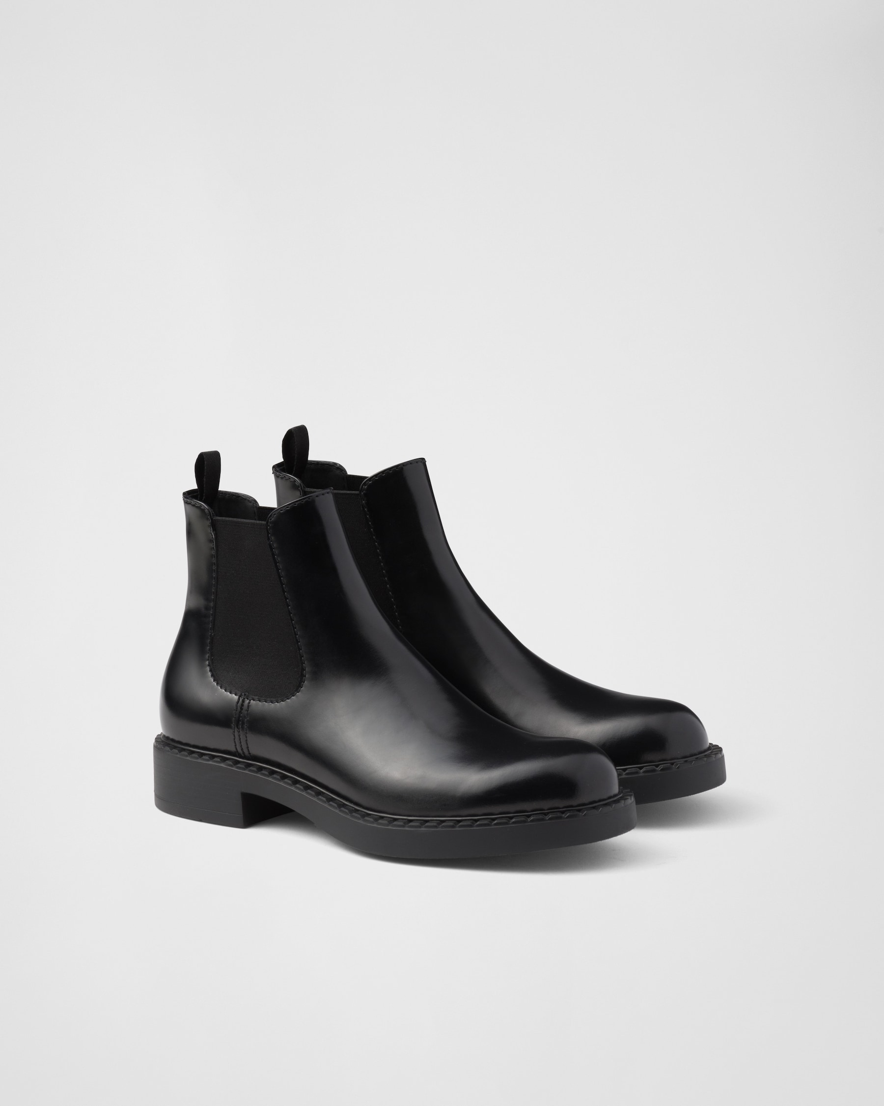 Black Brushed Leather Chelsea Boots | PRADA