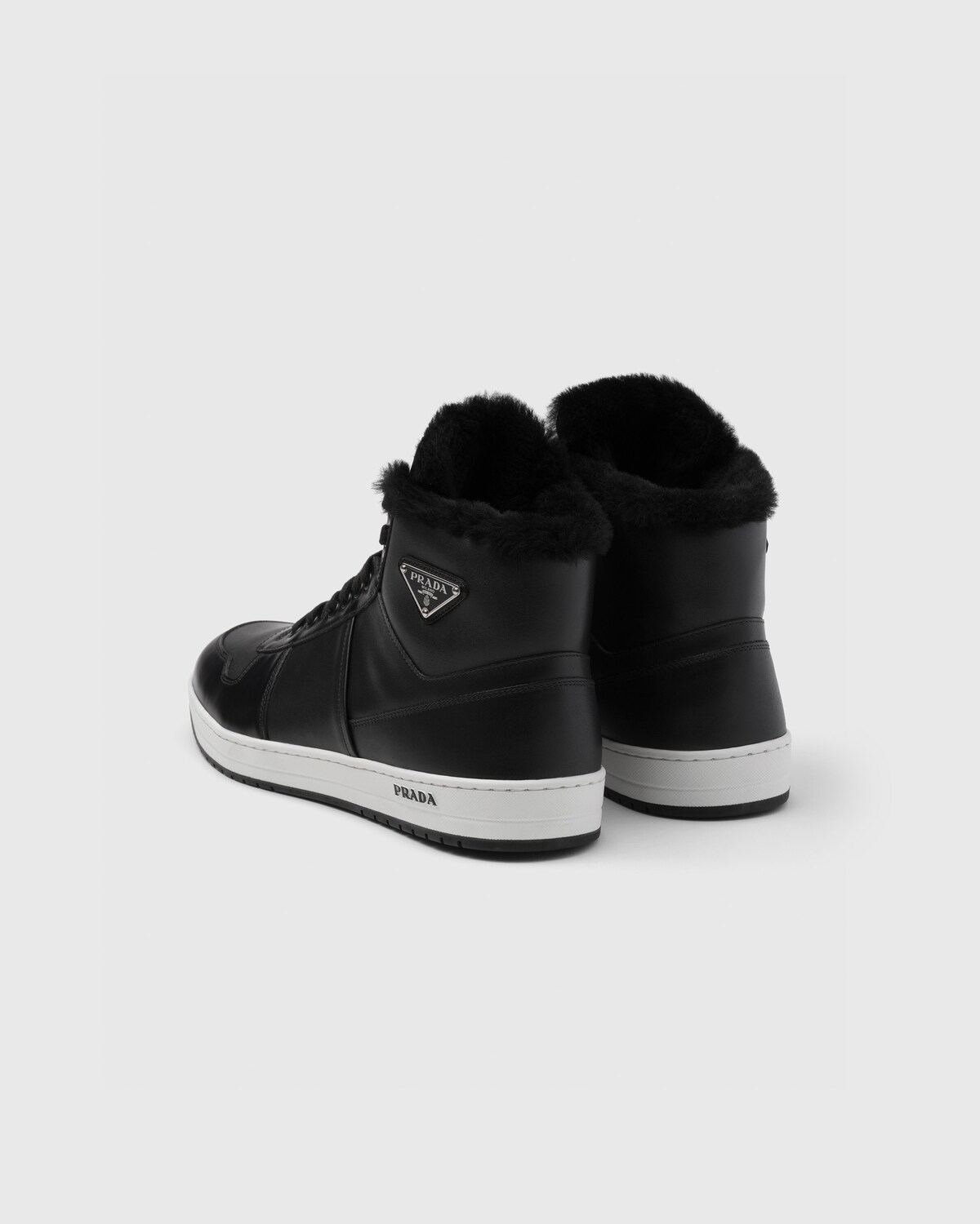 Black Downtown Leather High-top Sneakers | PRADA