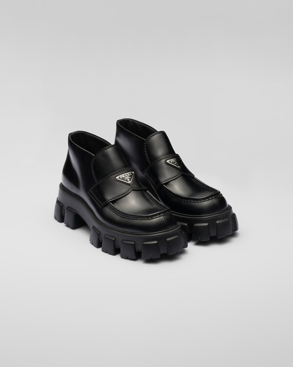 Prada Monolith In Pelle Spazzolata Nero | PRADA