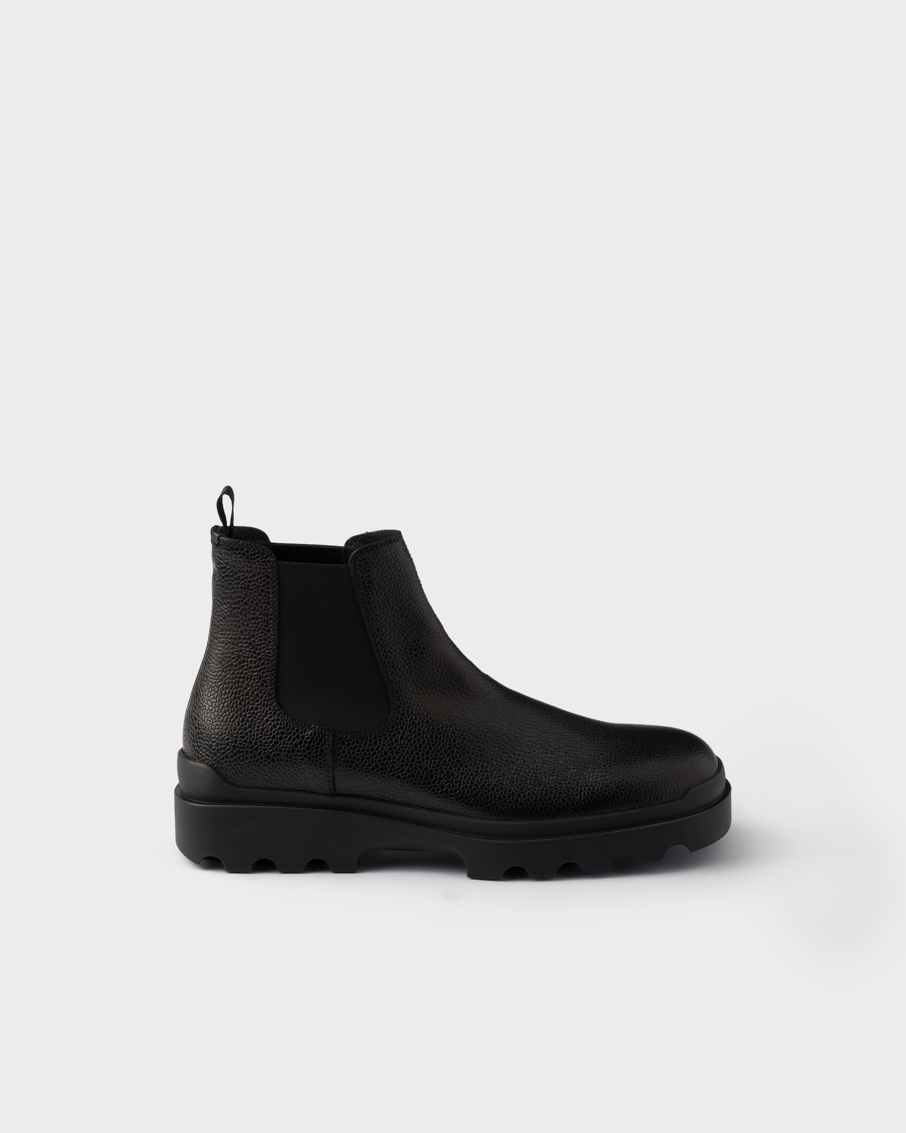 Black Stamped Leather Chelsea Boots | PRADA