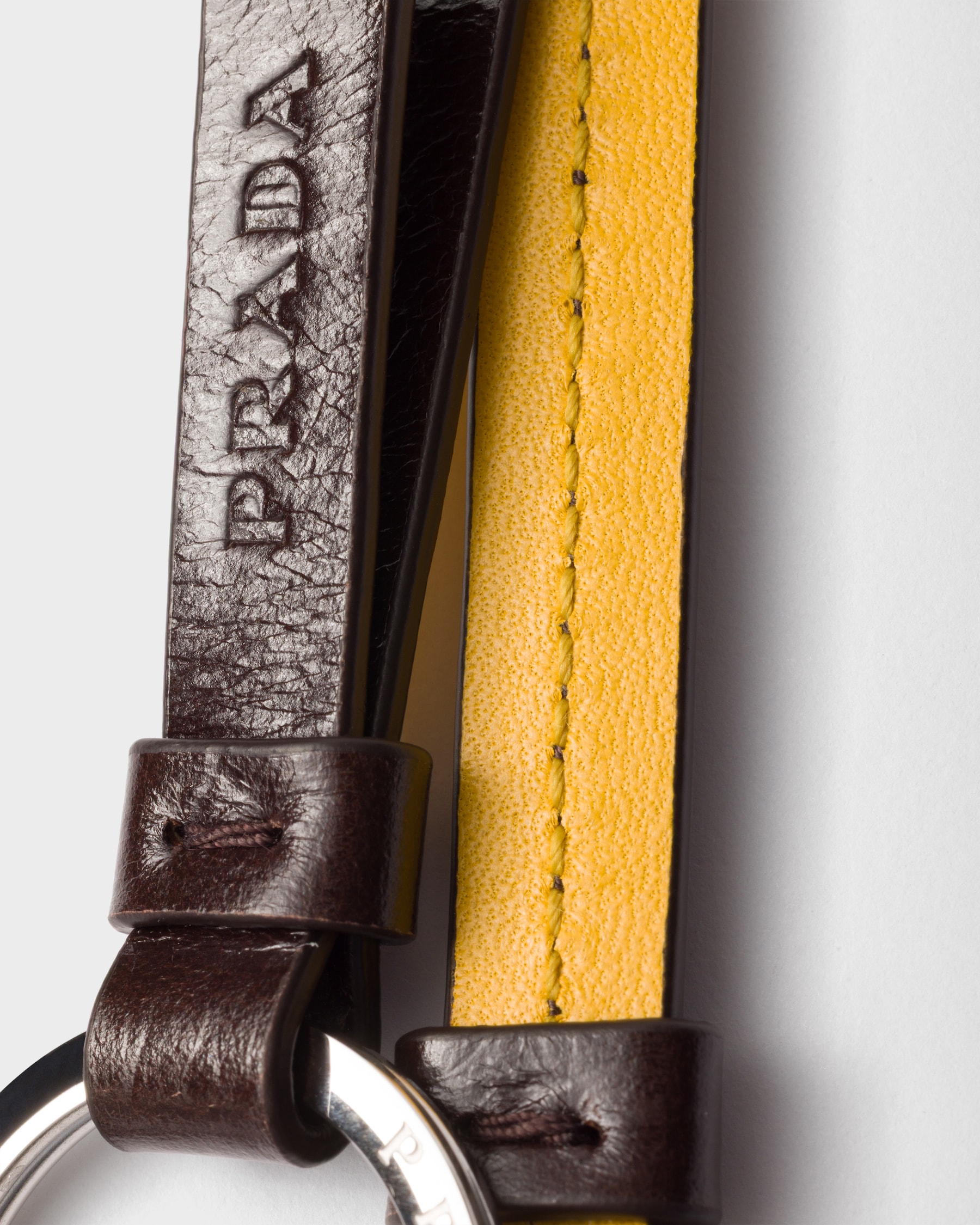 Sunny Yellow Leather Keychain Charm | PRADA