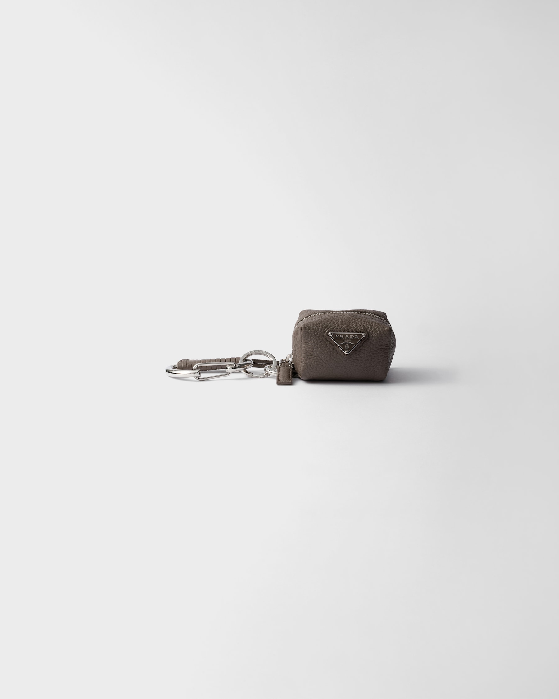 Bamboo Gray Leather Keychain Charm | PRADA
