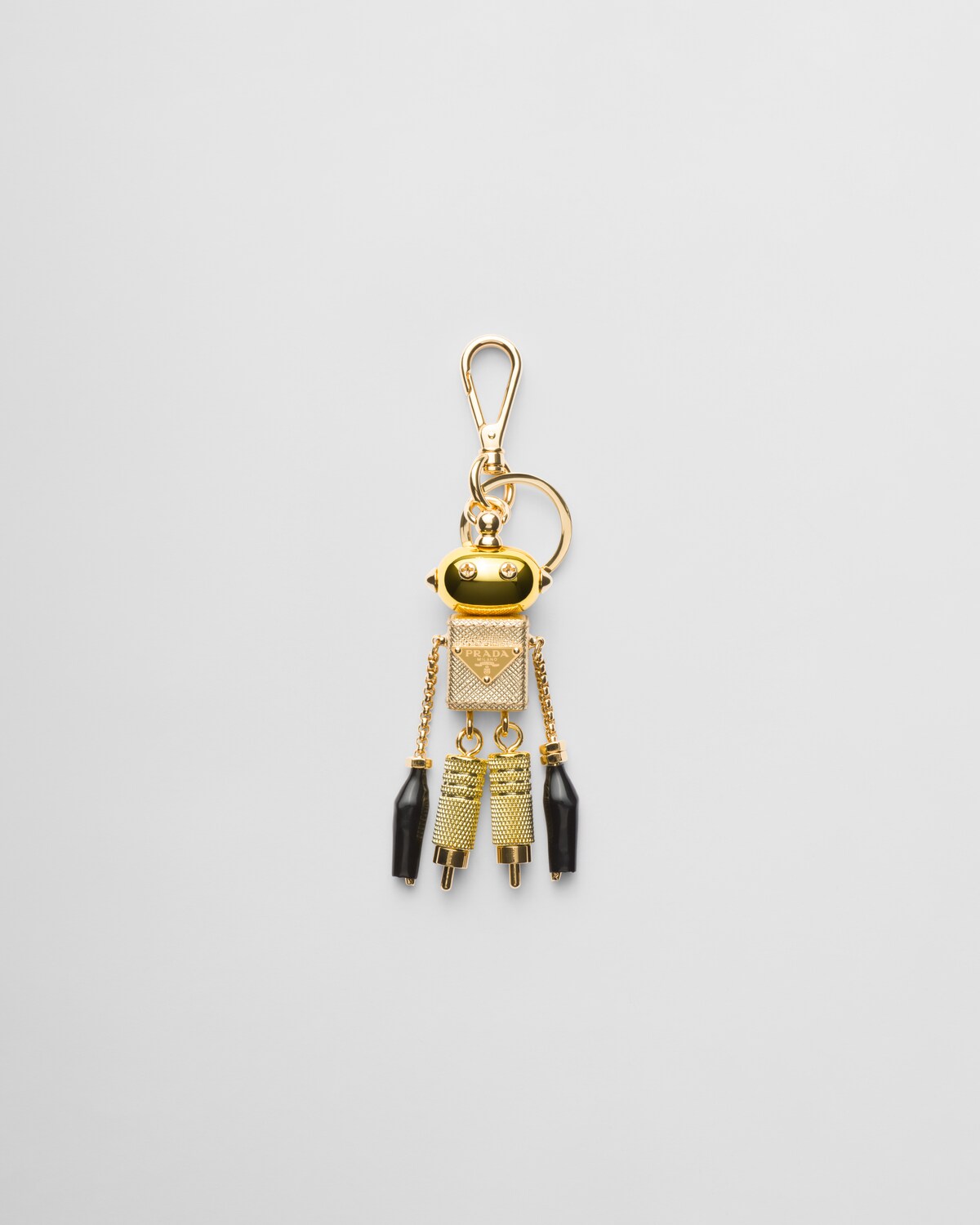 Platinum Saffiano Leather Robot Key Ring Trick | PRADA