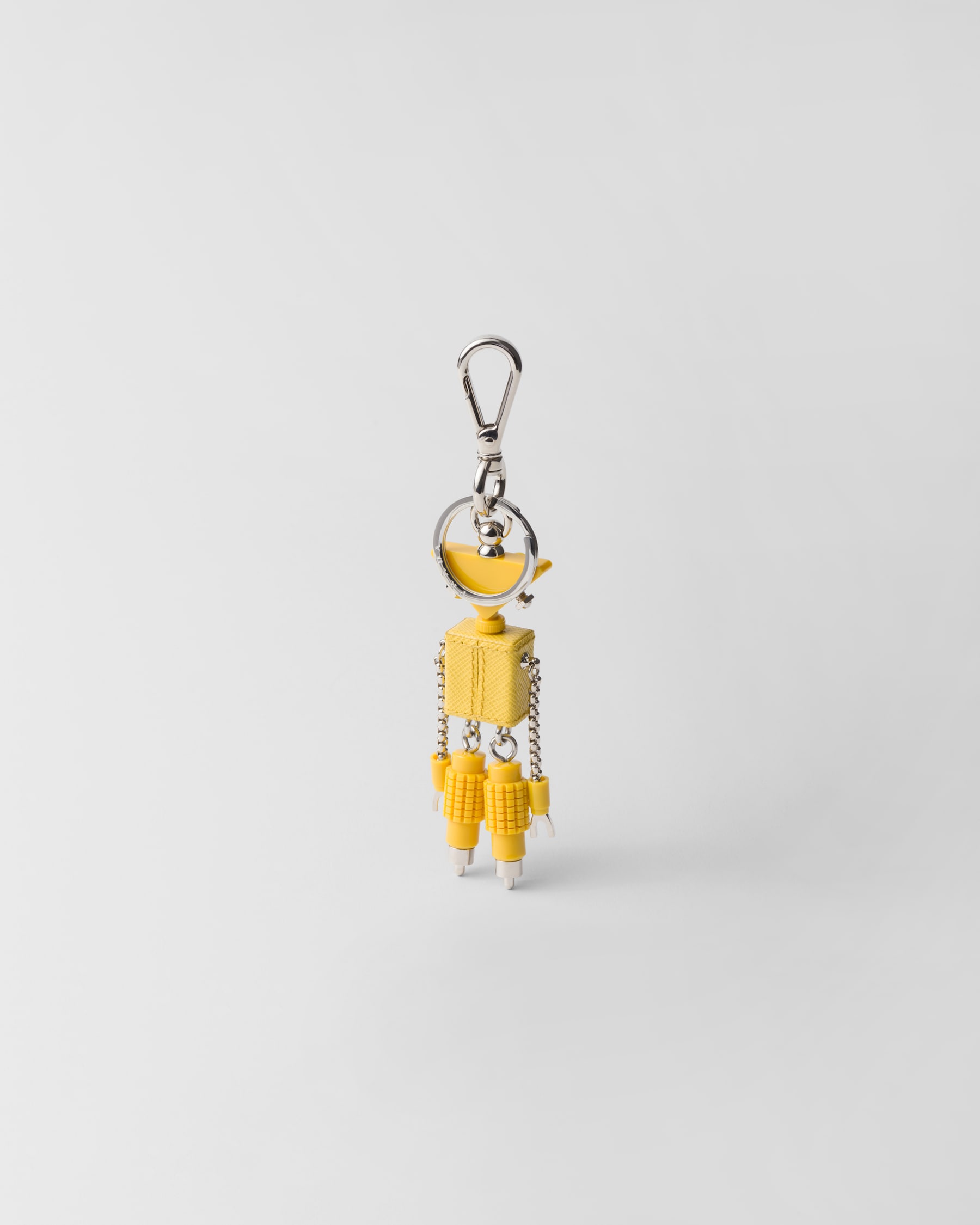 Sunny Yellow Saffiano Leather Robot Trick Keychain | PRADA