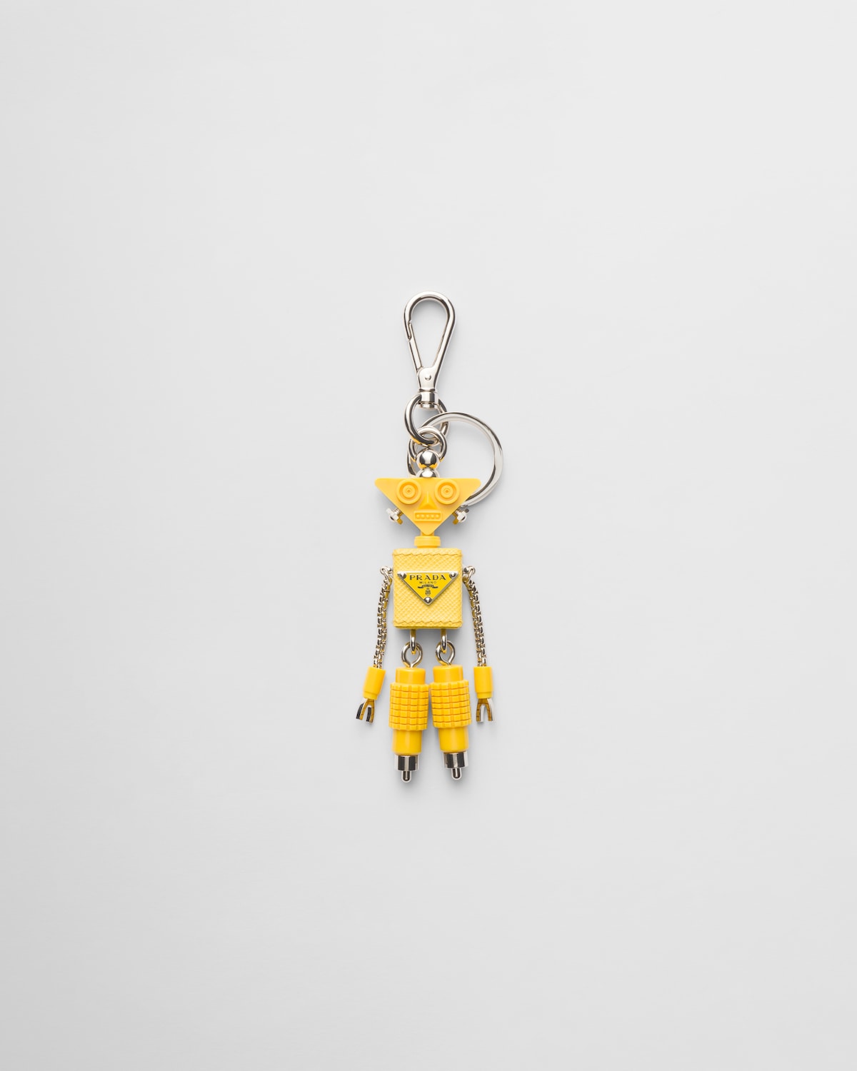 Sunny Yellow Saffiano Leather Robot Trick Keychain | PRADA
