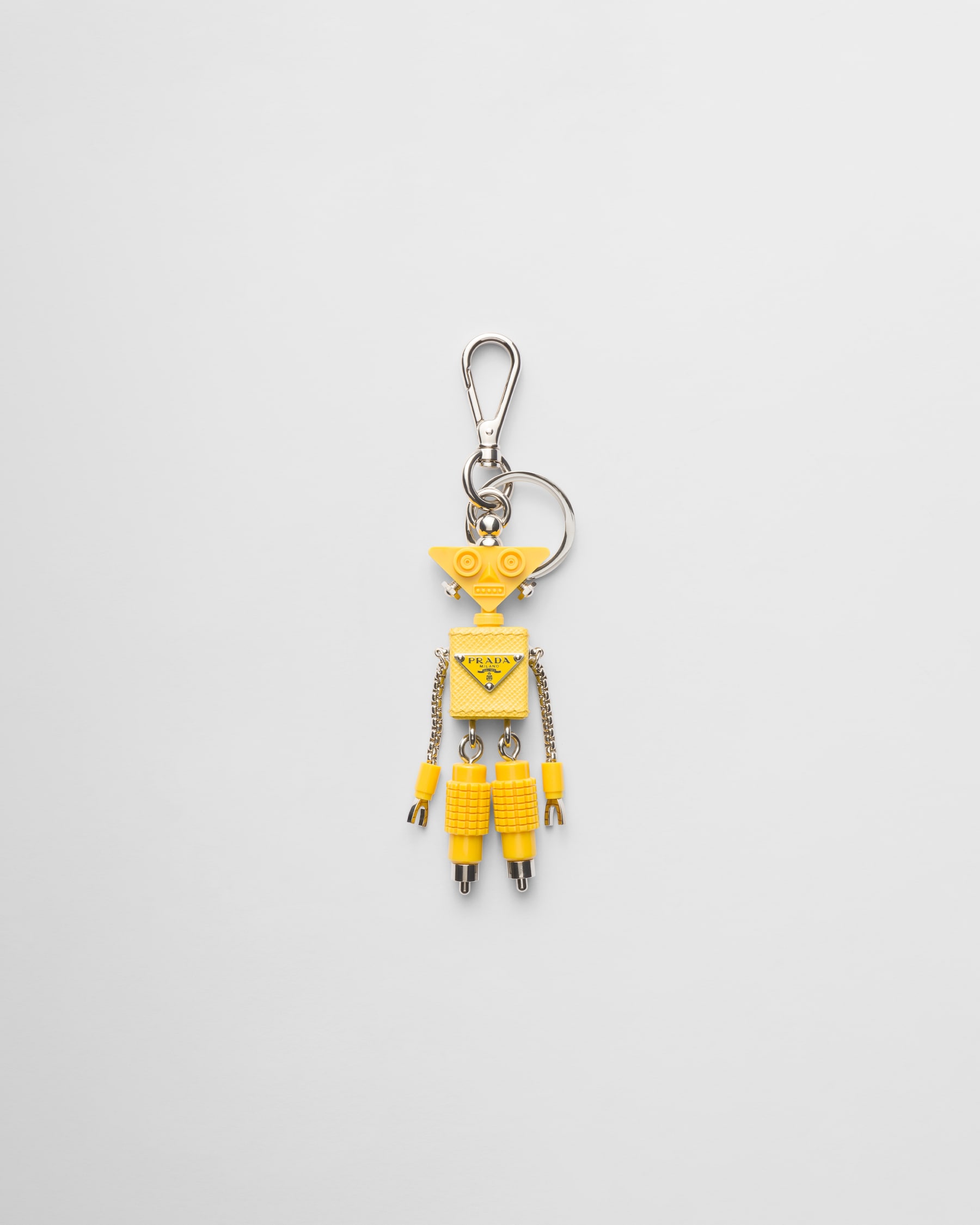 Sunny Yellow Saffiano Leather Robot Trick Keychain | PRADA
