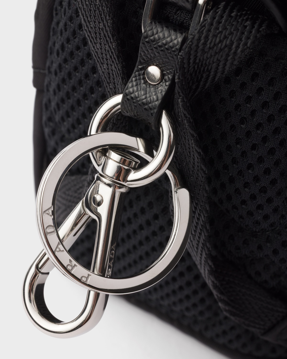 Black Re-nylon Mini Pouch Keychain Charm | PRADA