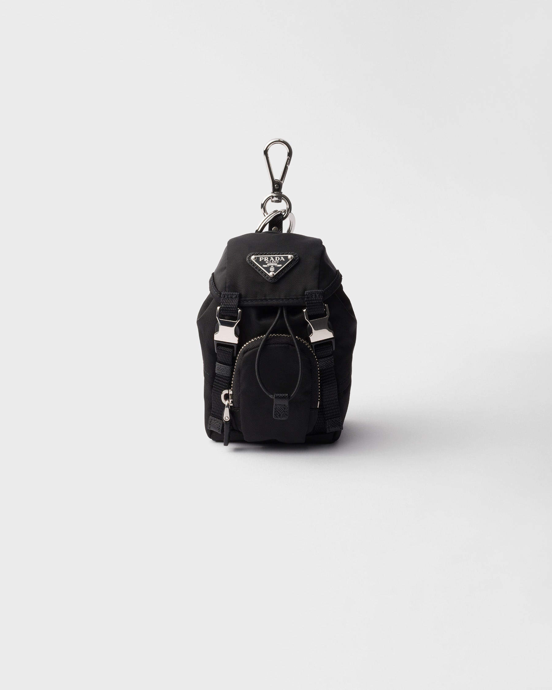 Black Re-nylon Mini Pouch Keychain Charm | PRADA