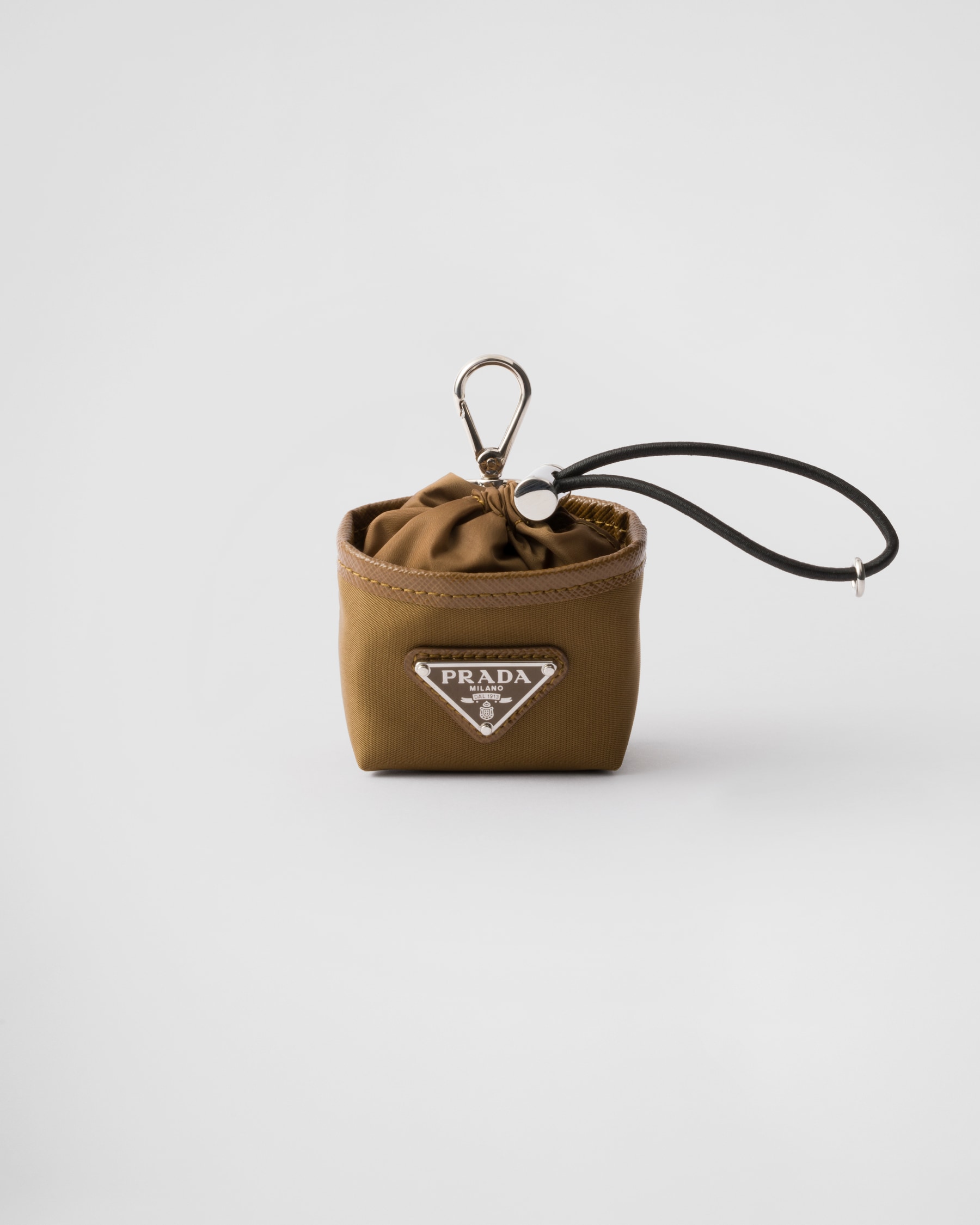 Cork Beige Re-nylon Mini Pouch Bag Charm | PRADA