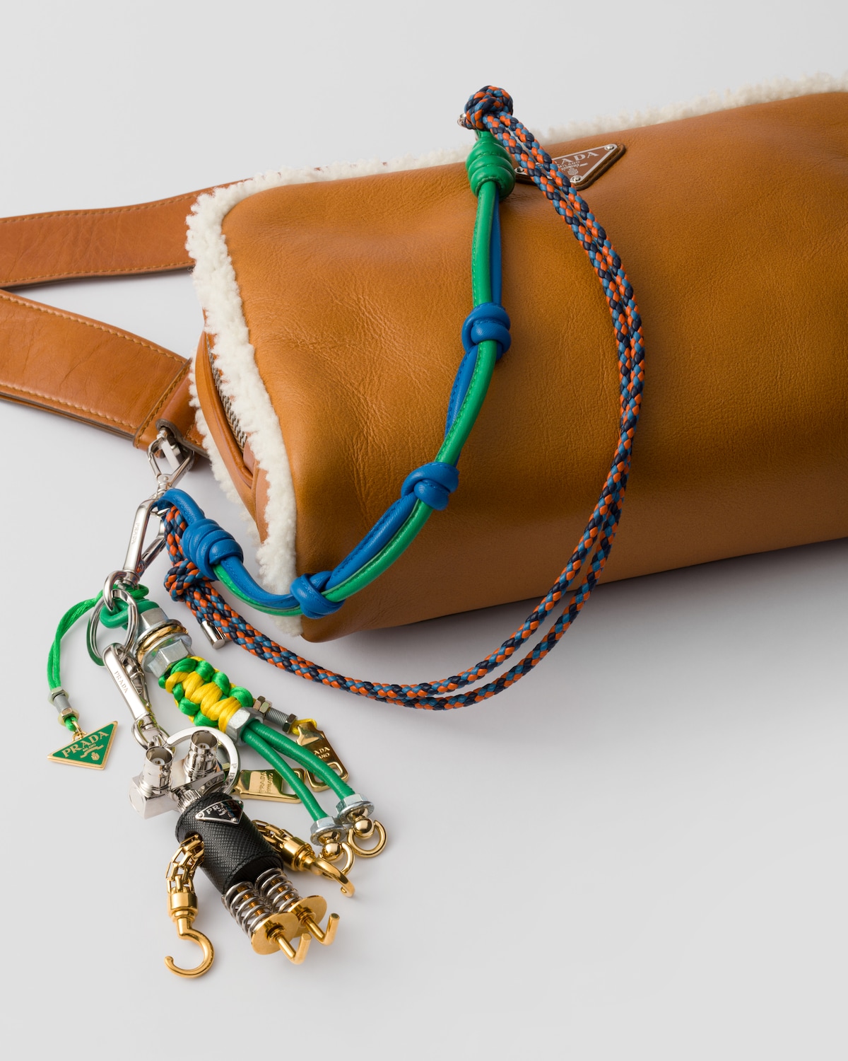 Mint/mare Pop Strings Nappa Leather And Metal Bag Charm | PRADA