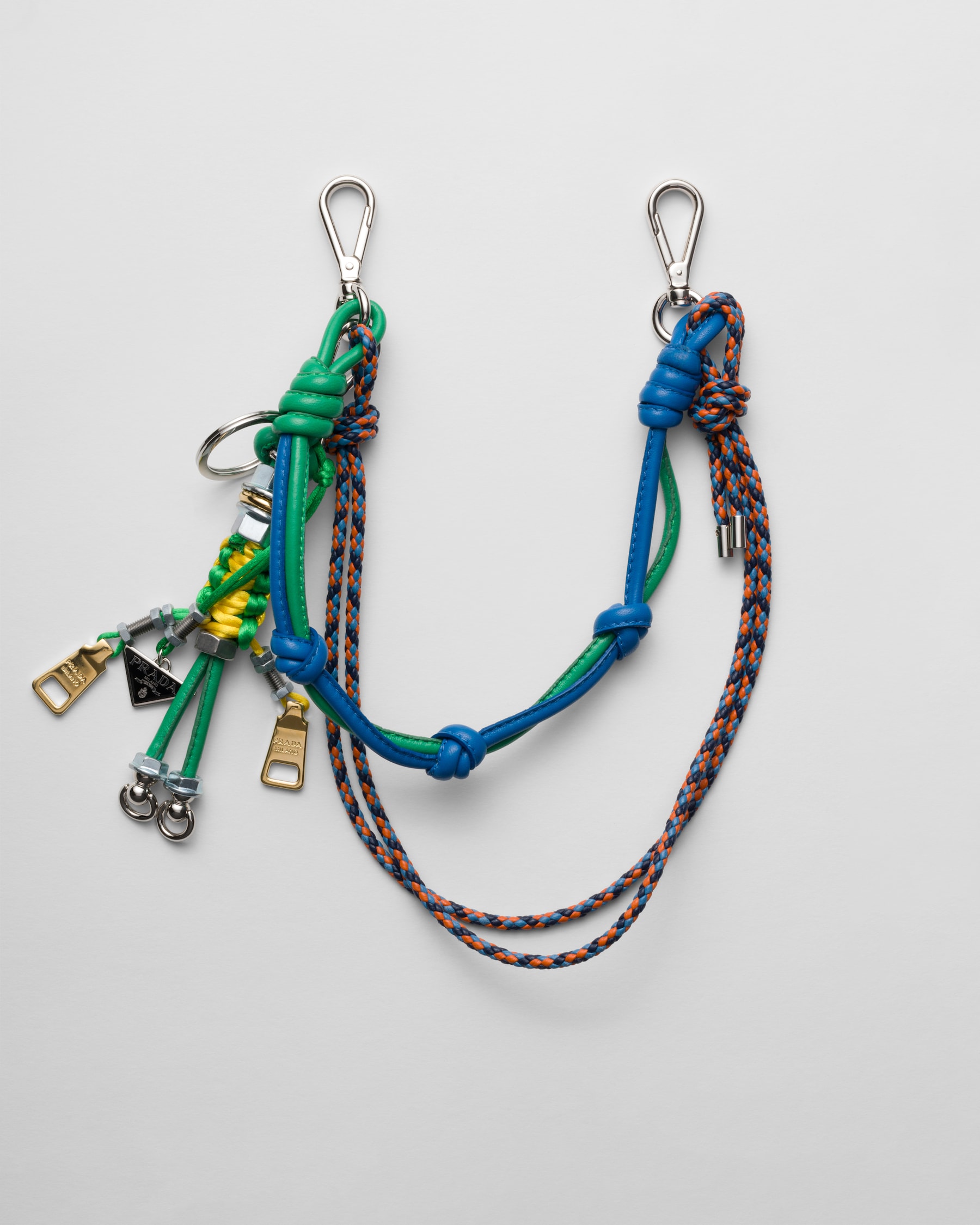 Mint/mare Pop Strings Nappa Leather And Metal Keychain Charm | PRADA