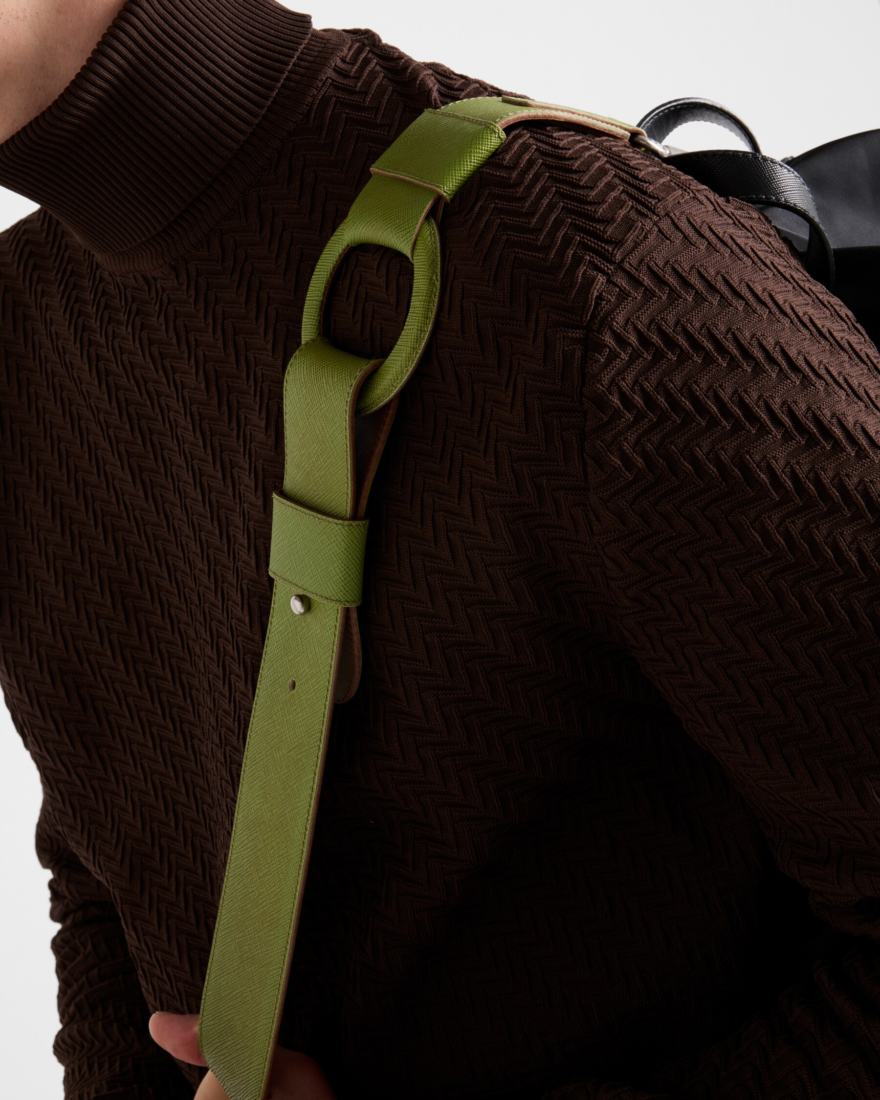 Fern Green Printed Saffiano Leather Shoulder Strap | PRADA