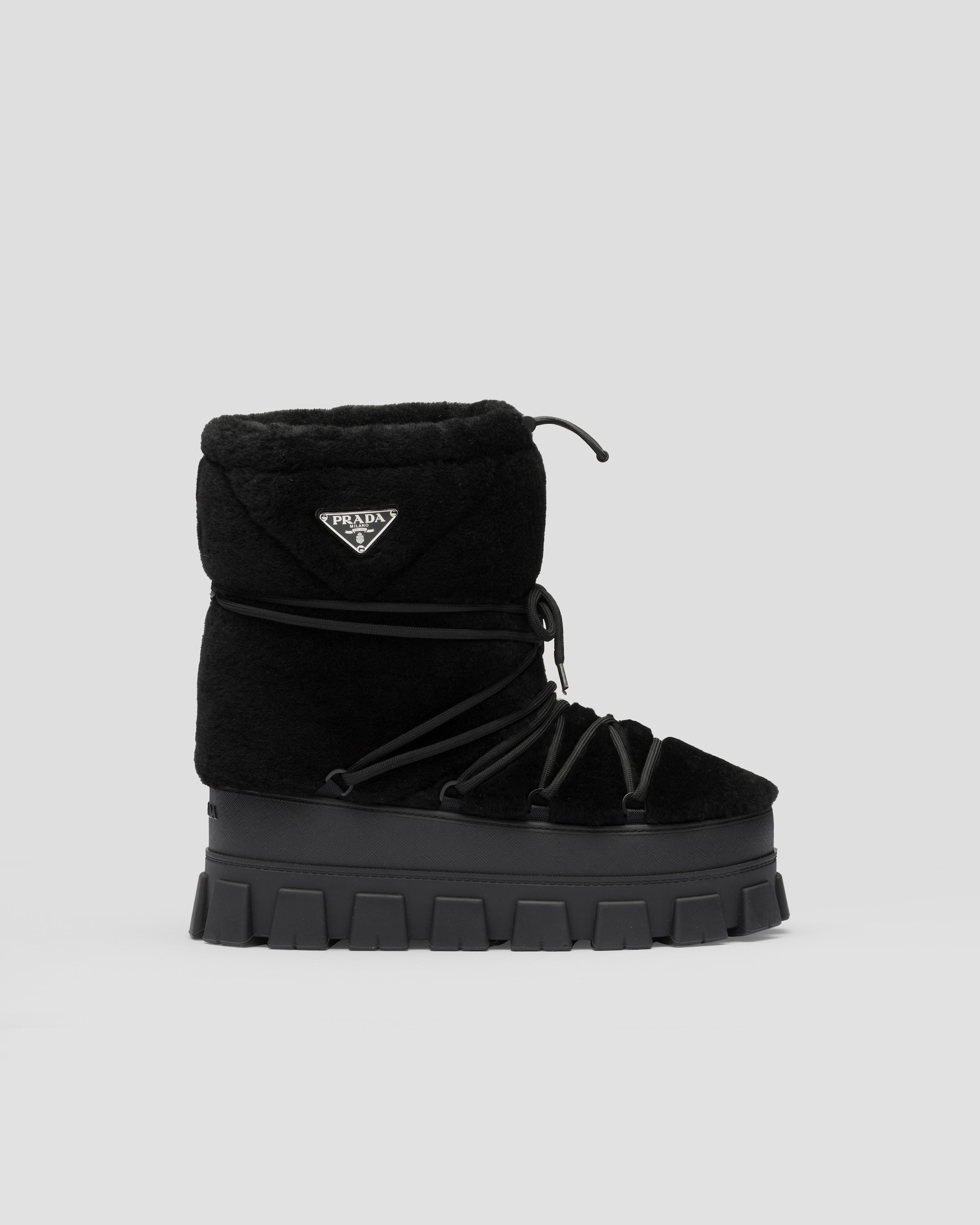 Black Shearling Après Ski Booties | PRADA