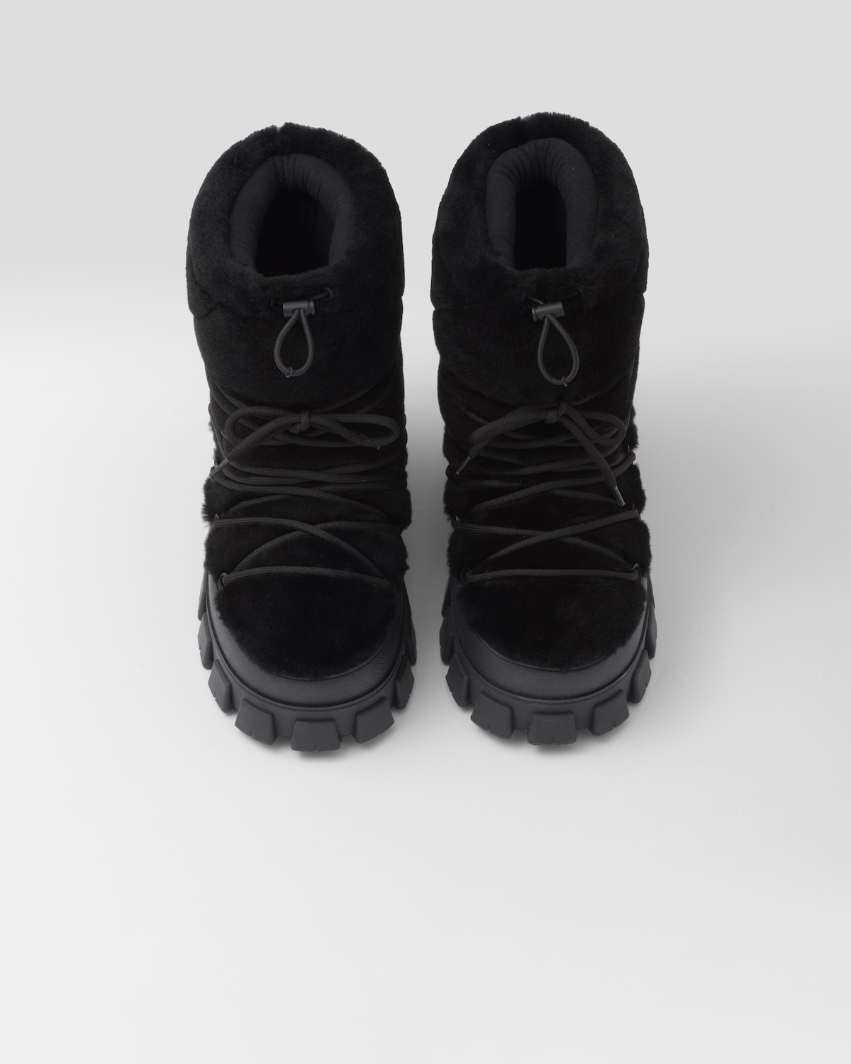 Black Shearling Après Ski Booties | PRADA - United States