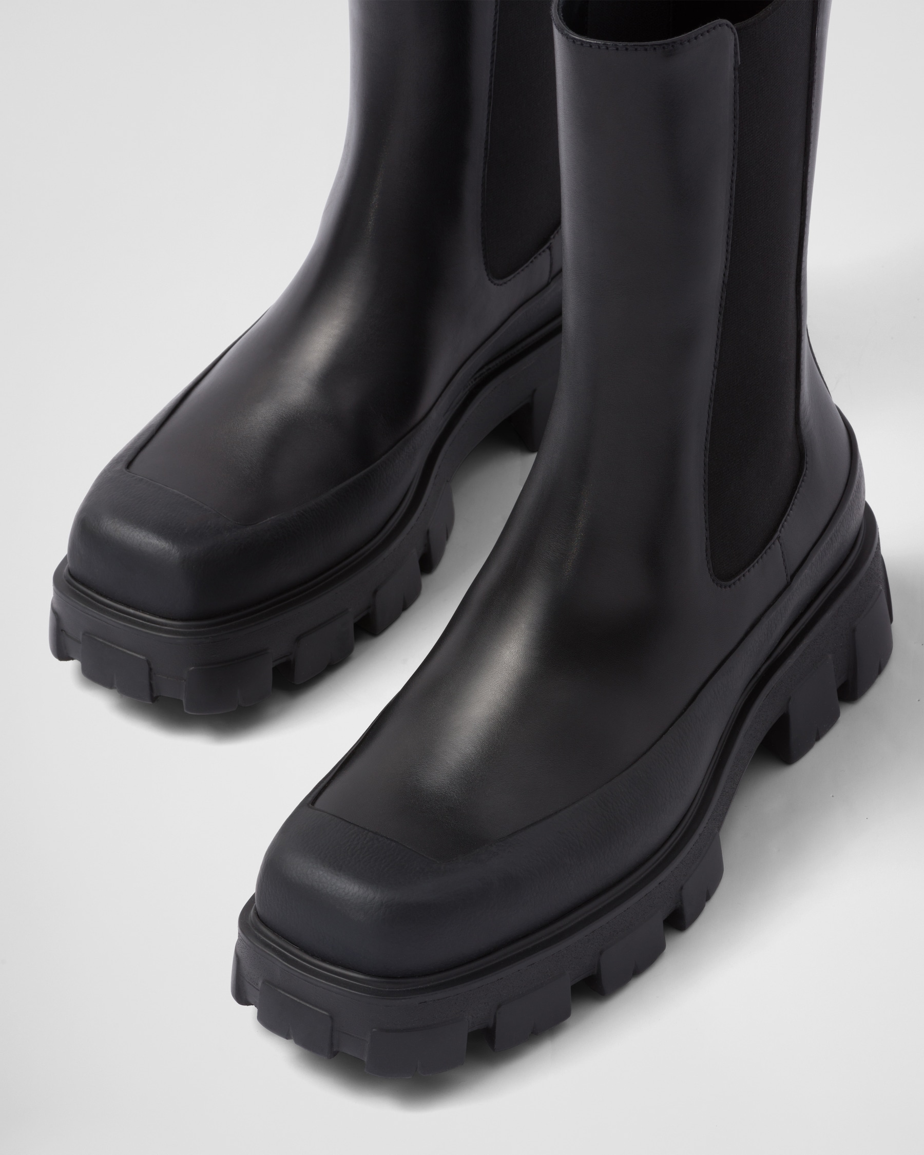 Black Leather Chelsea Boots | PRADA