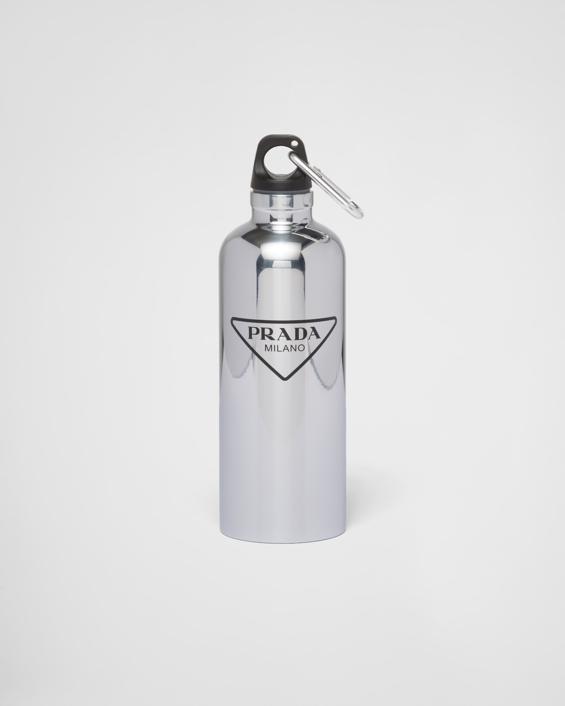 Silver/black Stainless Steel Insulated Water Bottle, 500 Ml | PRADA