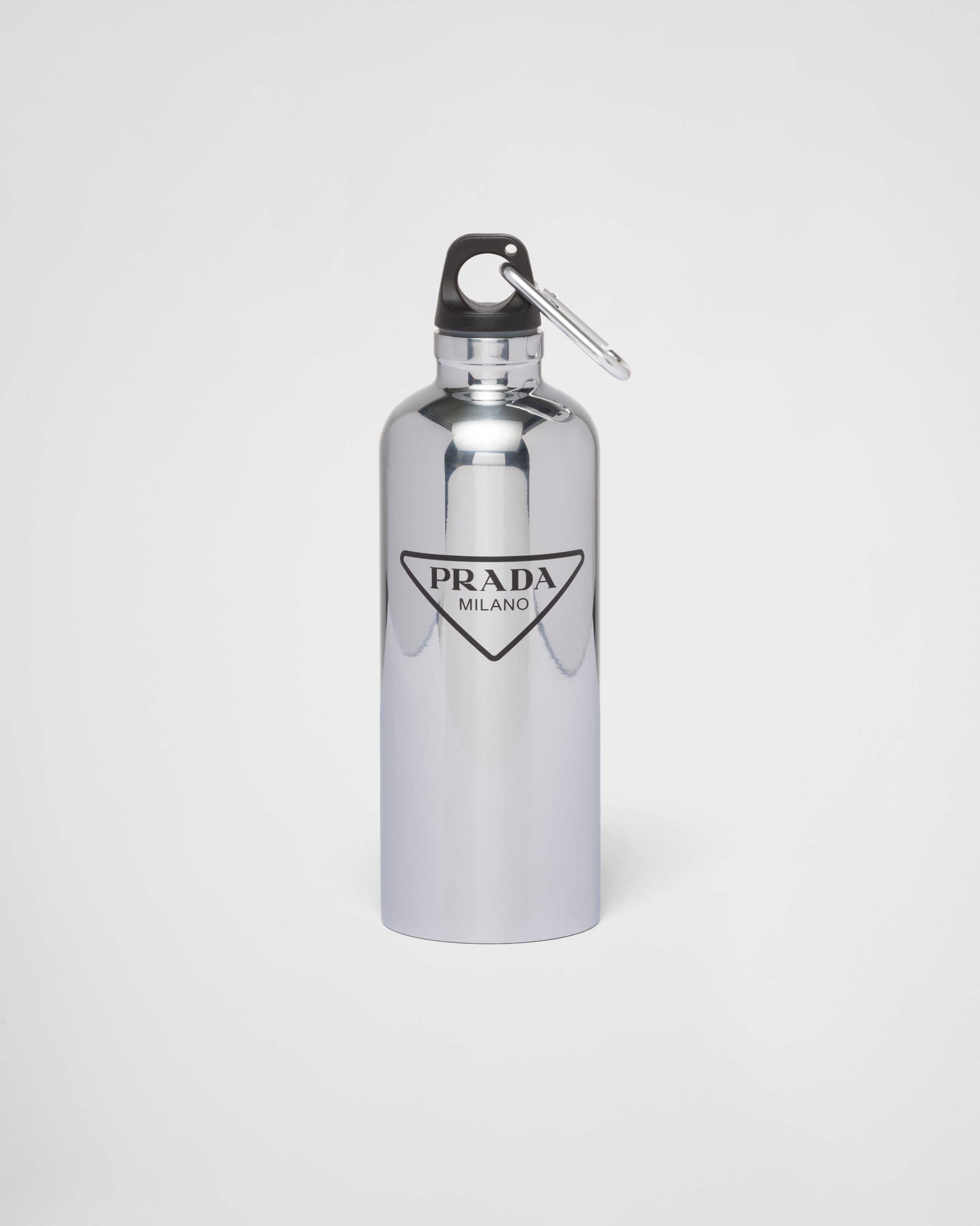 Silver/black Stainless Steel Insulated Water Bottle, 500 Ml | PRADA