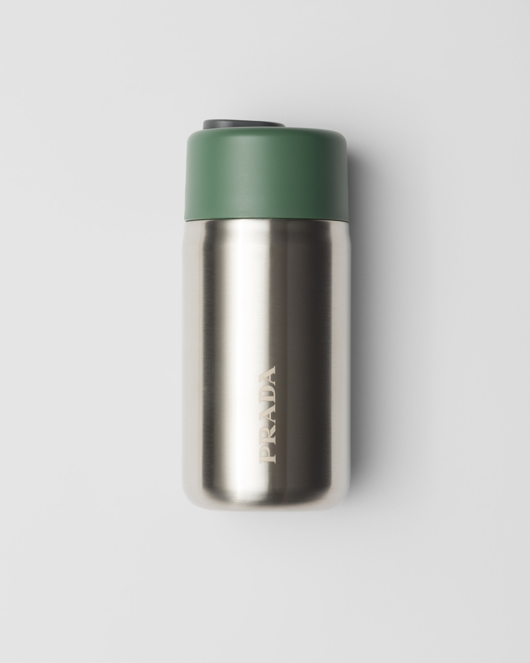 Silver/spruce Stainless Steel Travel Mug, 340 Ml | PRADA