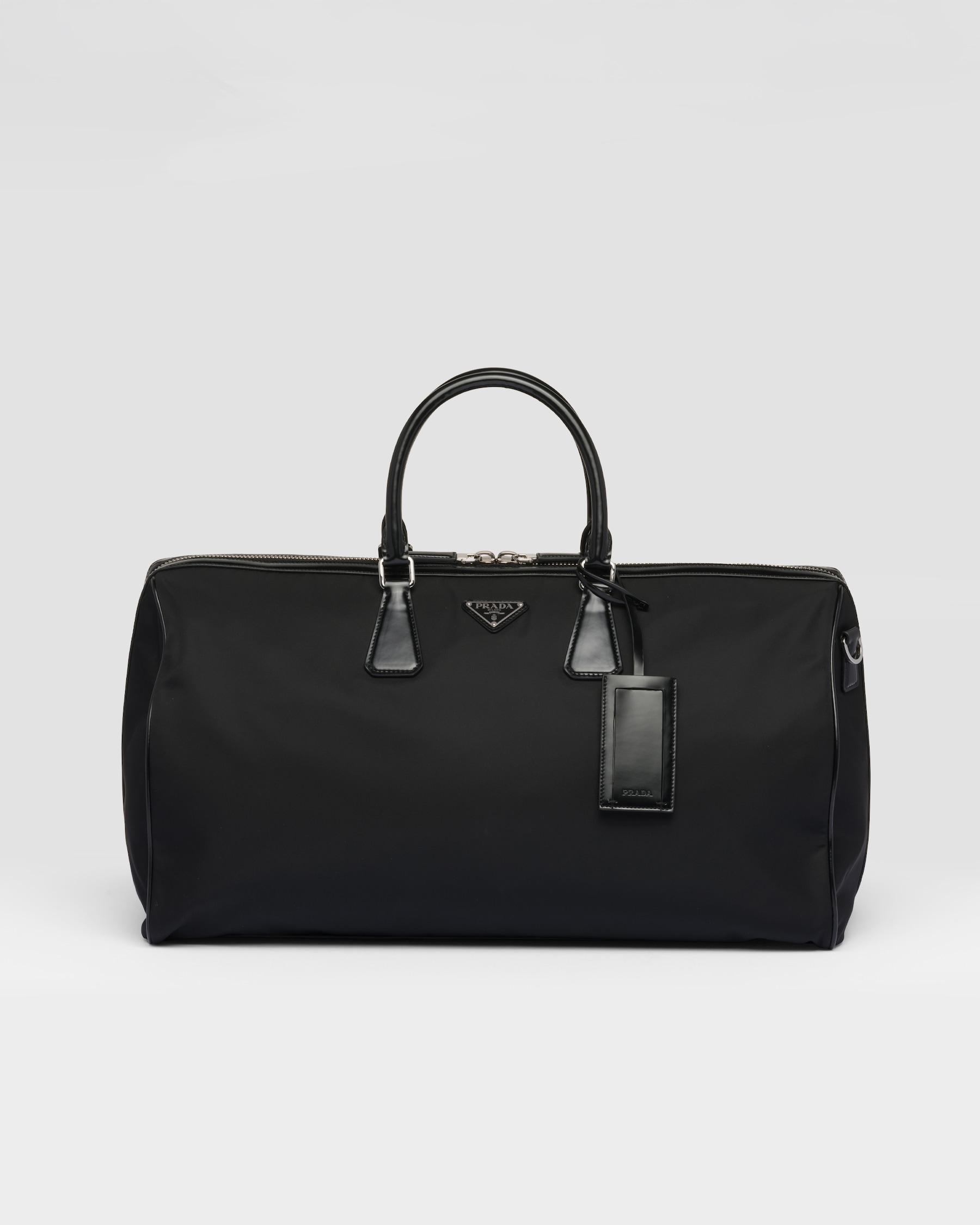 黑色 Re-nylon与亮面皮革旅行包 | PRADA