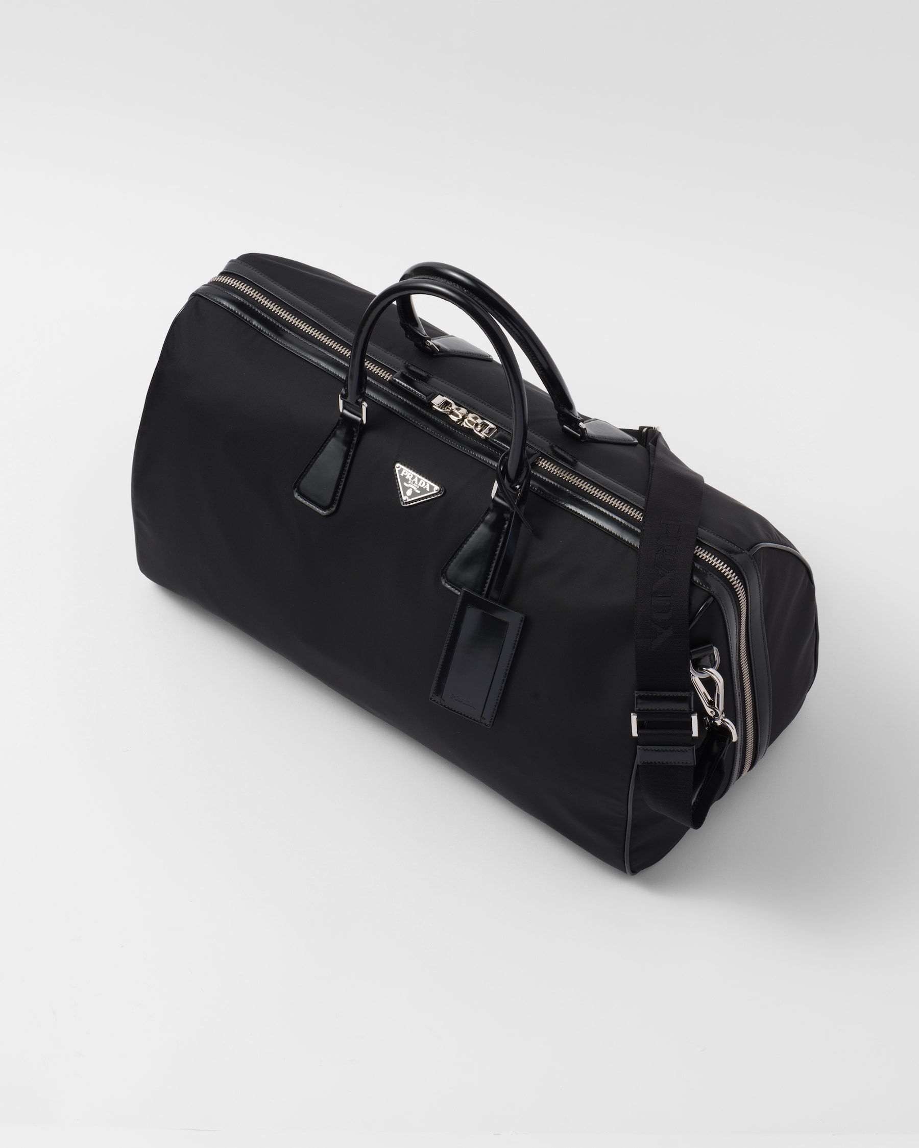 黑色 Re-nylon与亮面皮革旅行包 | PRADA