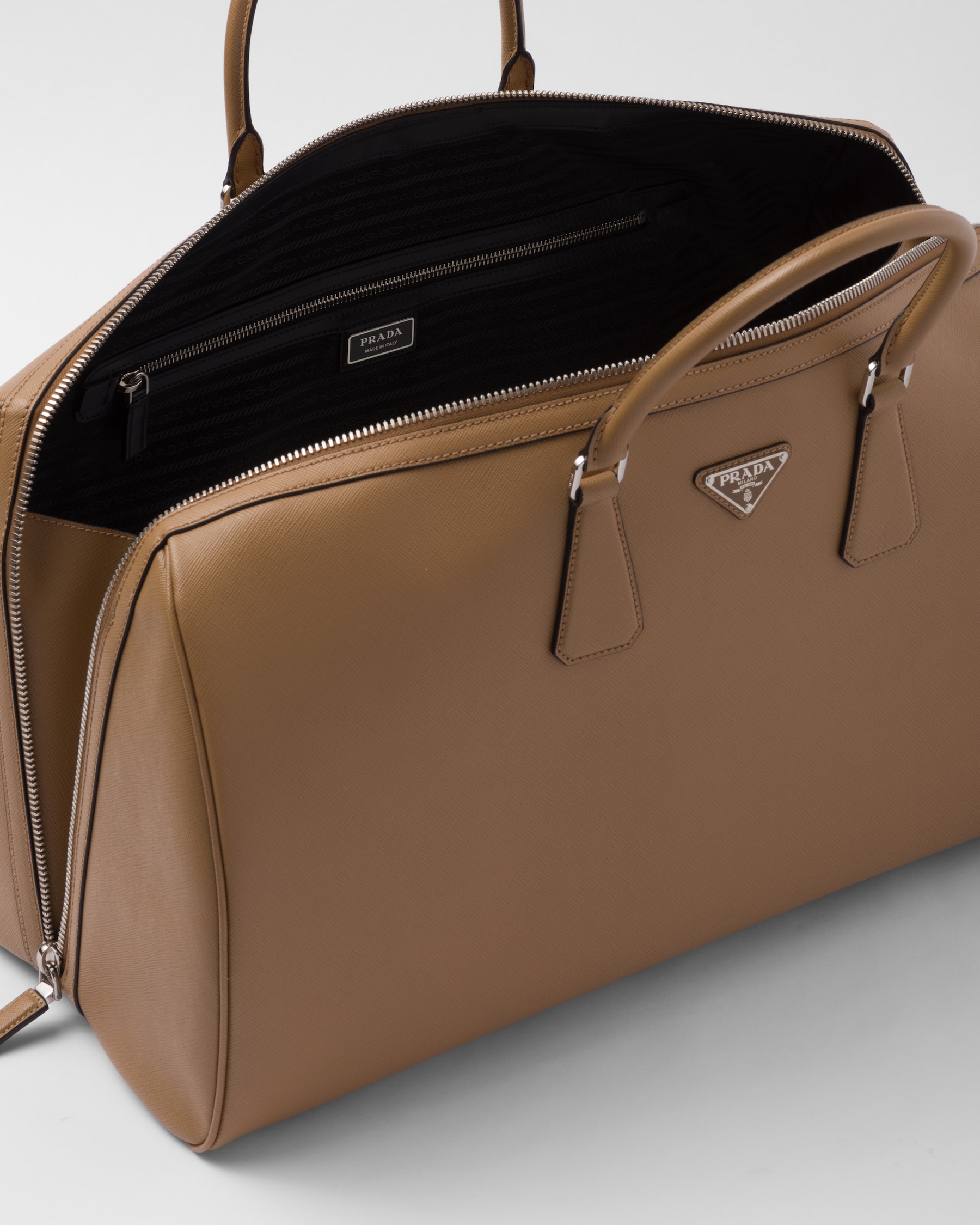 Caramel Saffiano Leather Travel Bag | PRADA