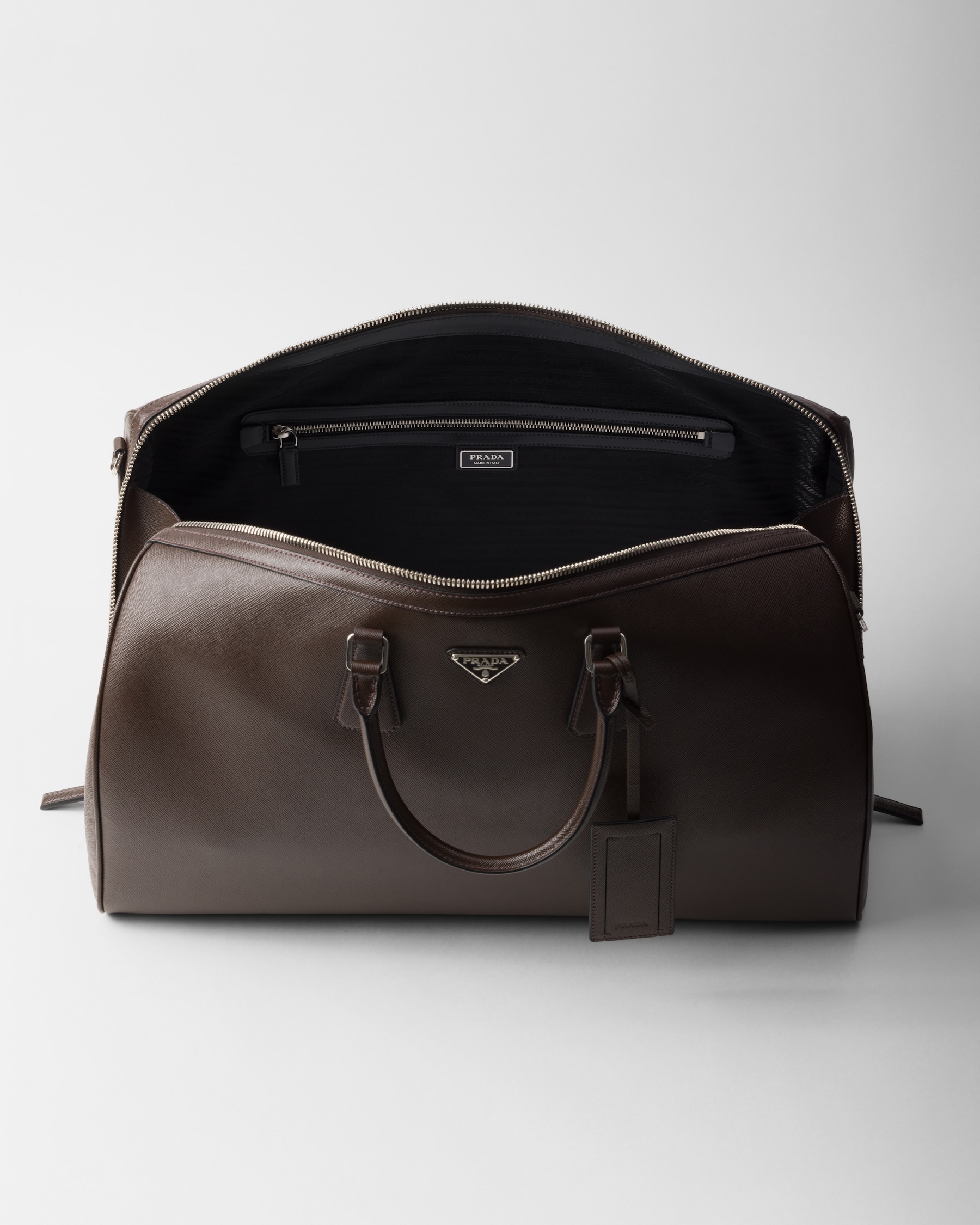 Coffee Saffiano Leather Travel Bag | PRADA