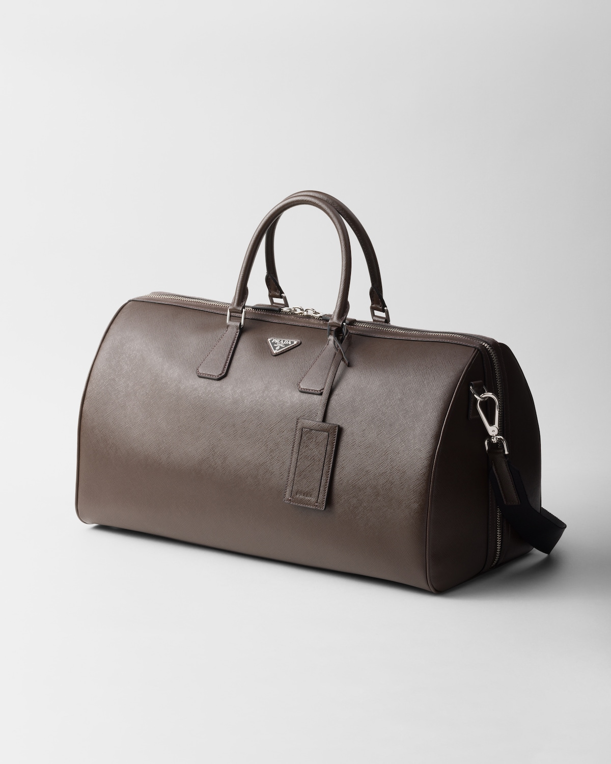 Coffee Saffiano Leather Travel Bag Prada