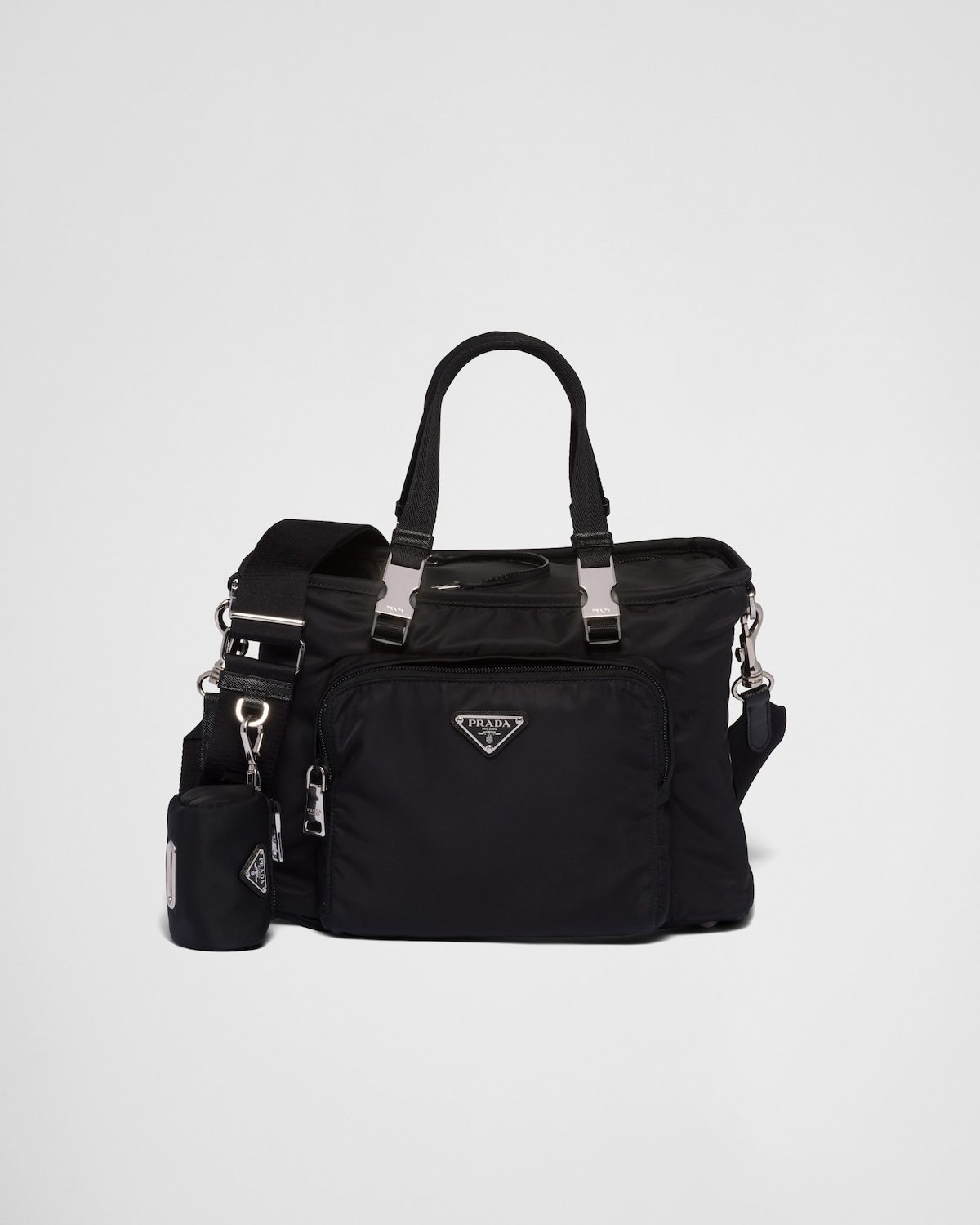 Black Re-nylon And Saffiano Leather Pet Bag | PRADA
