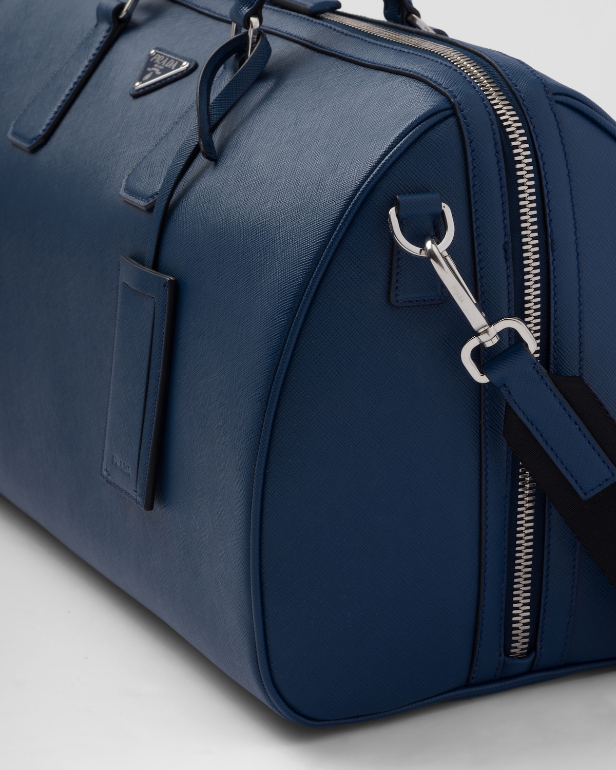 Bright Blue Saffiano Leather Travel Bag Prada