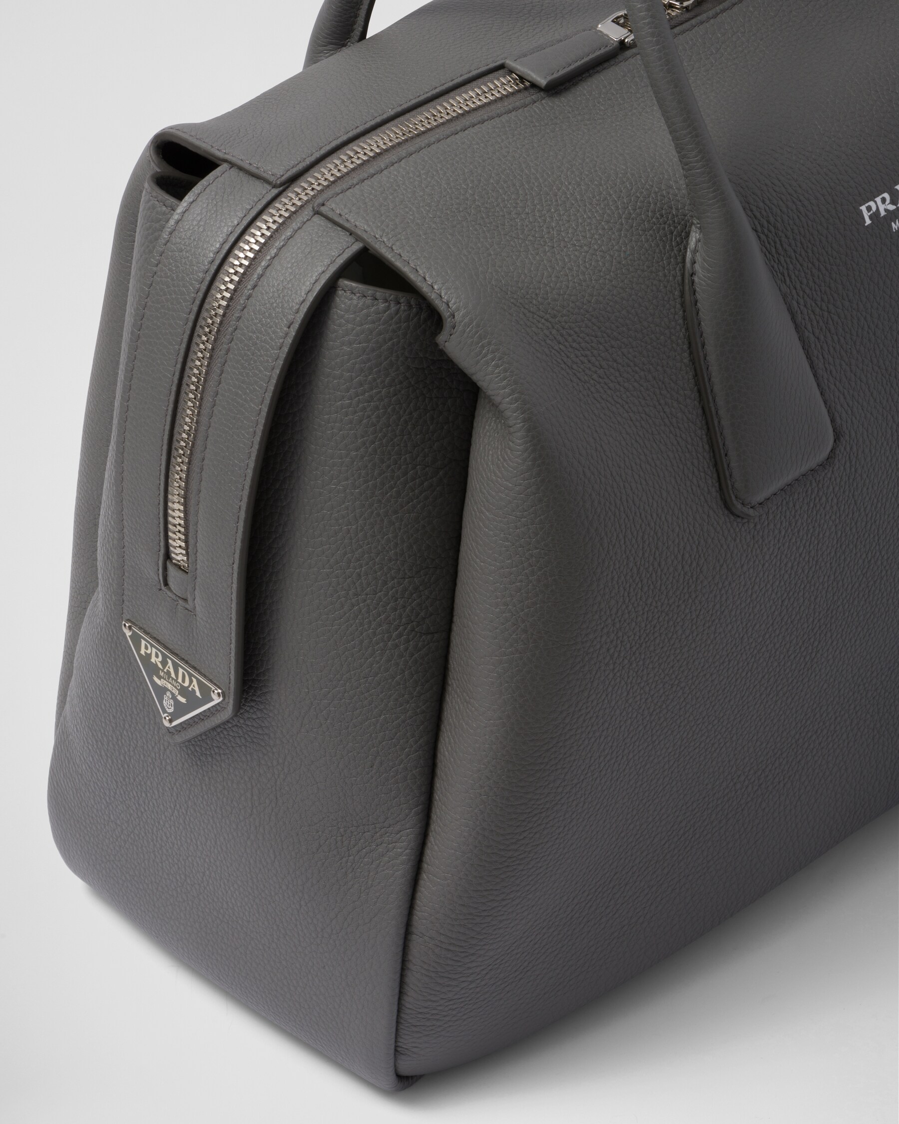 Marble Gray Leather Travel Bag Prada