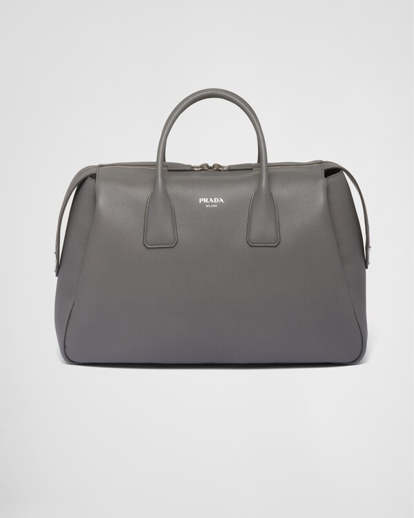 Marble Gray Leather Travel Bag Prada