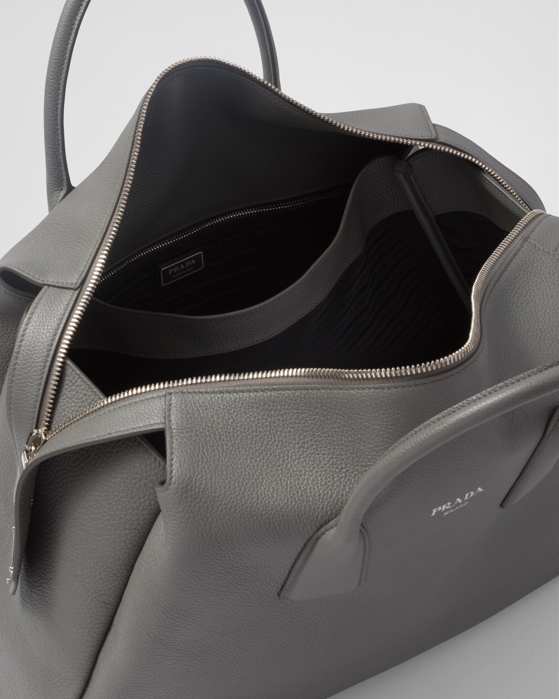 Marble Gray Leather Travel Bag | PRADA