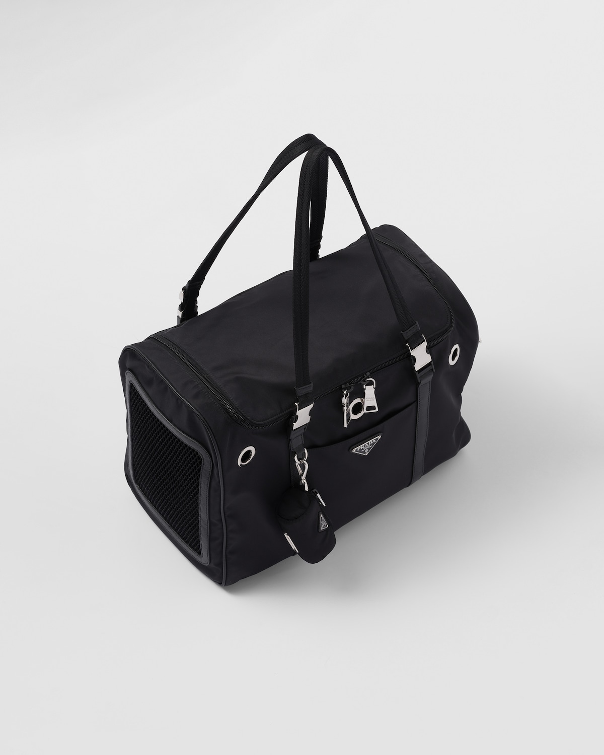 Black Re-nylon And Saffiano Leather Pet Bag | PRADA