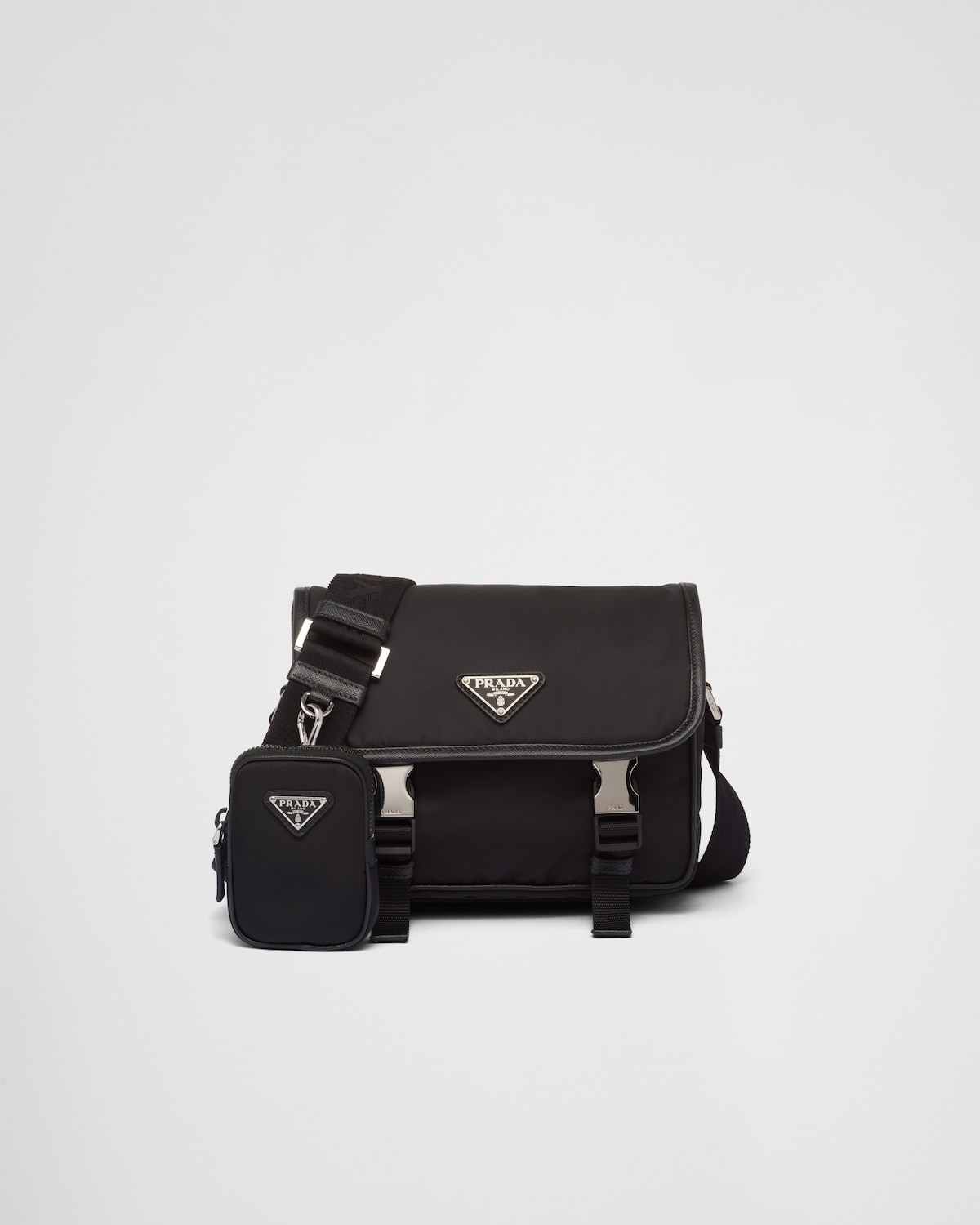 Black Re-nylon And Saffiano Leather Shoulder Bag | PRADA