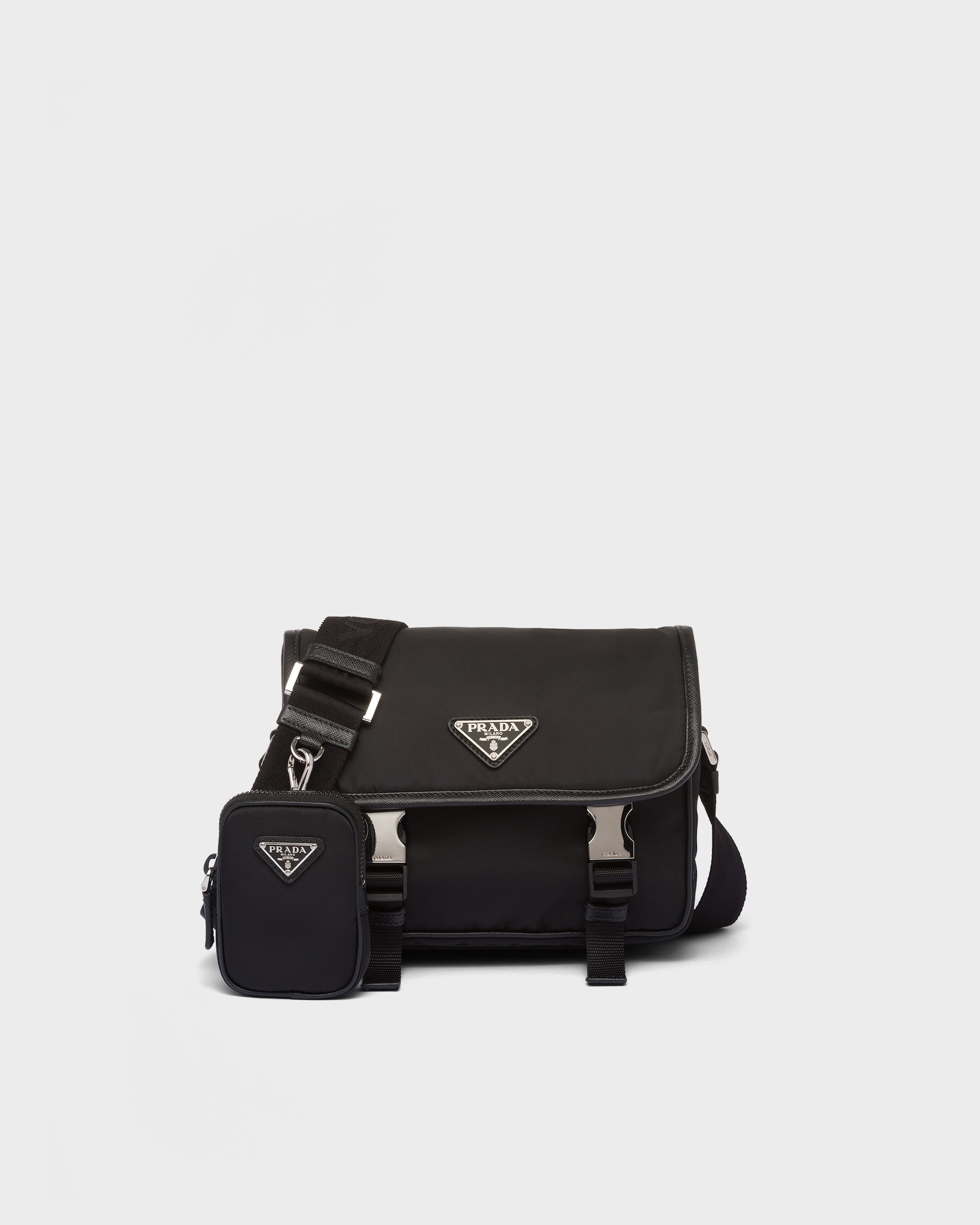 Black Re-nylon And Saffiano Leather Shoulder Bag | PRADA - United States