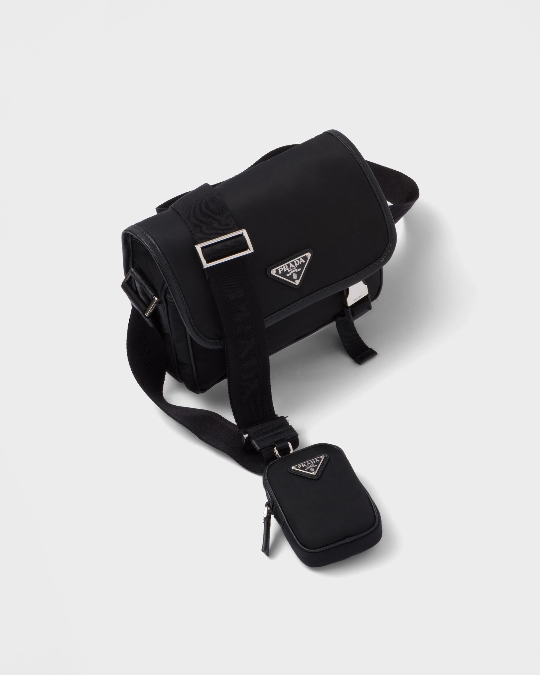 Black Re-nylon And Saffiano Leather Shoulder Bag | PRADA - United States