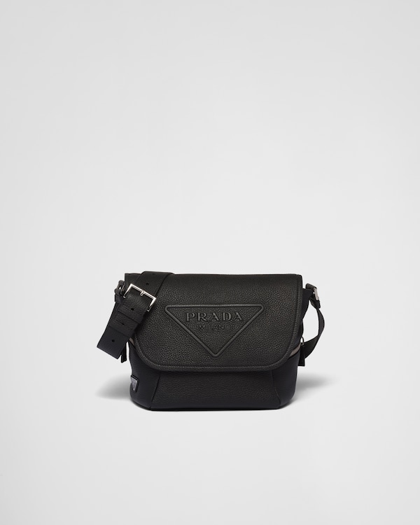 Black Leather Bag With Shoulder Strap | PRADA