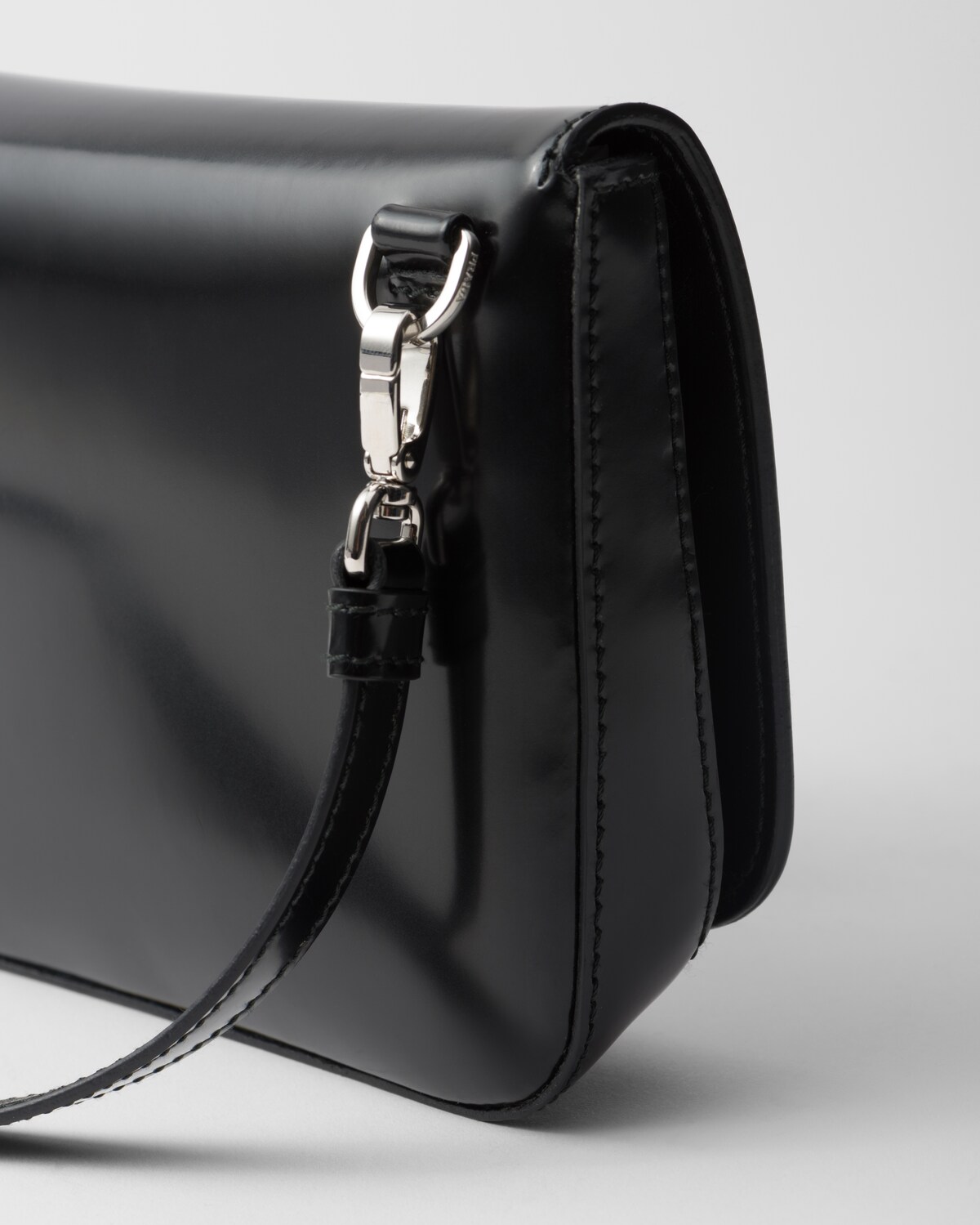 Black Brushed Leather Mini-bag With Shoulder Strap | PRADA