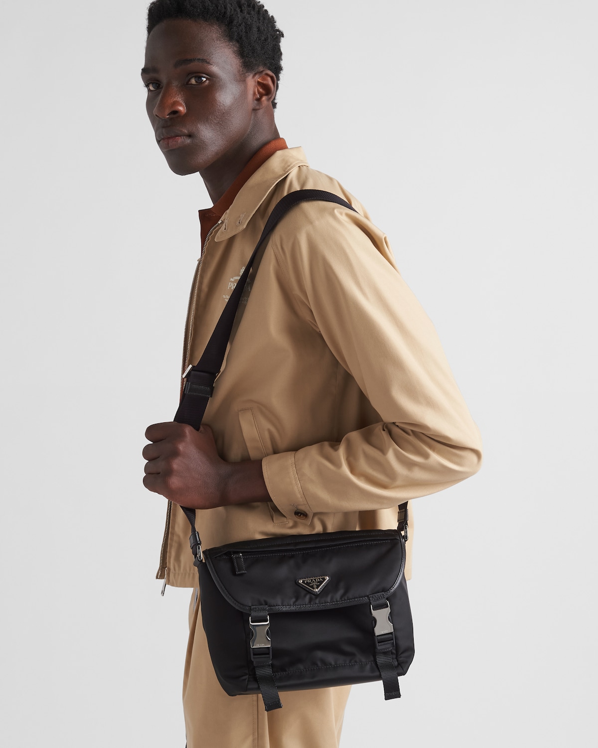 Black Re-nylon And Saffiano Leather Shoulder Bag | PRADA