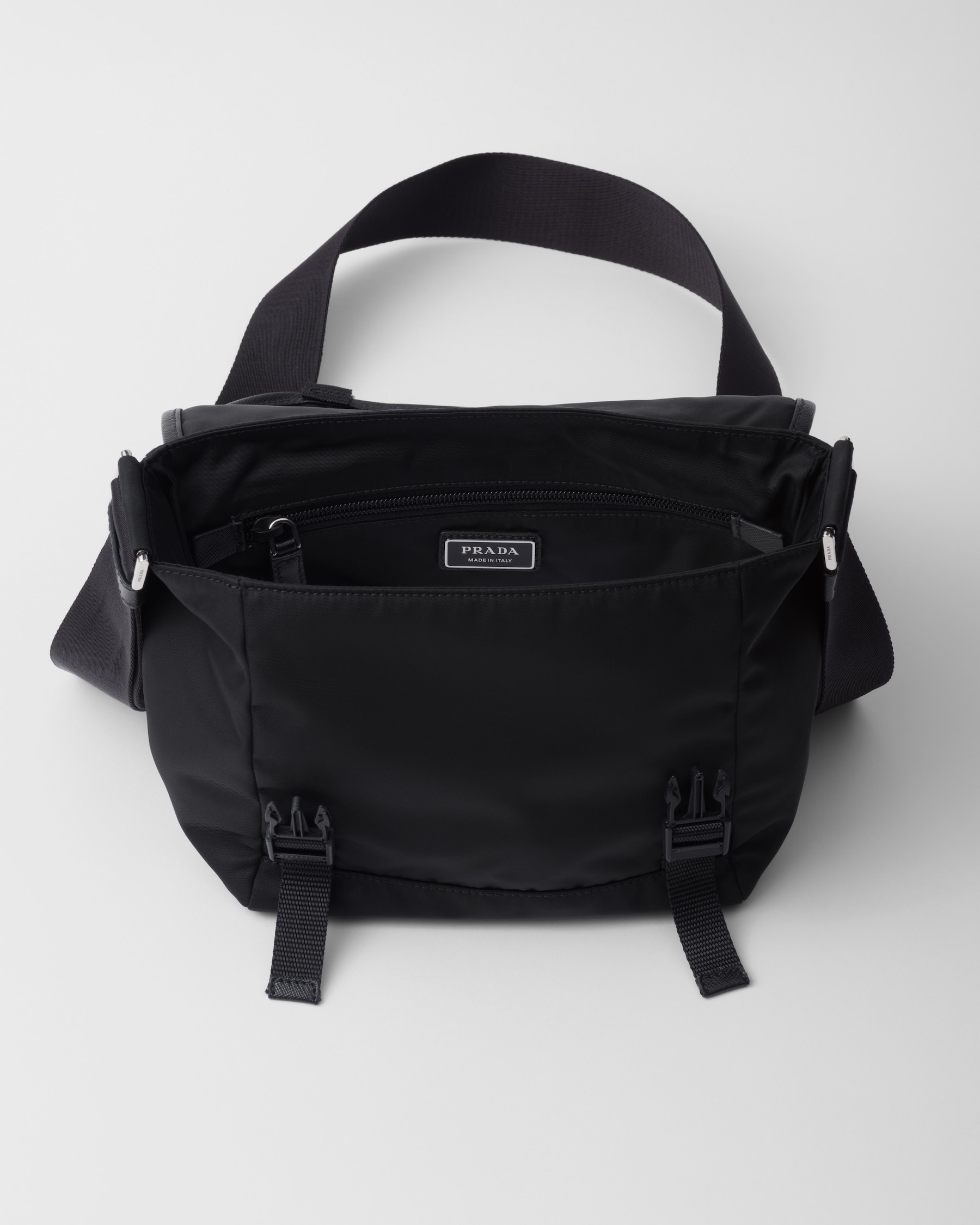 Black Re-nylon And Saffiano Leather Shoulder Bag | PRADA