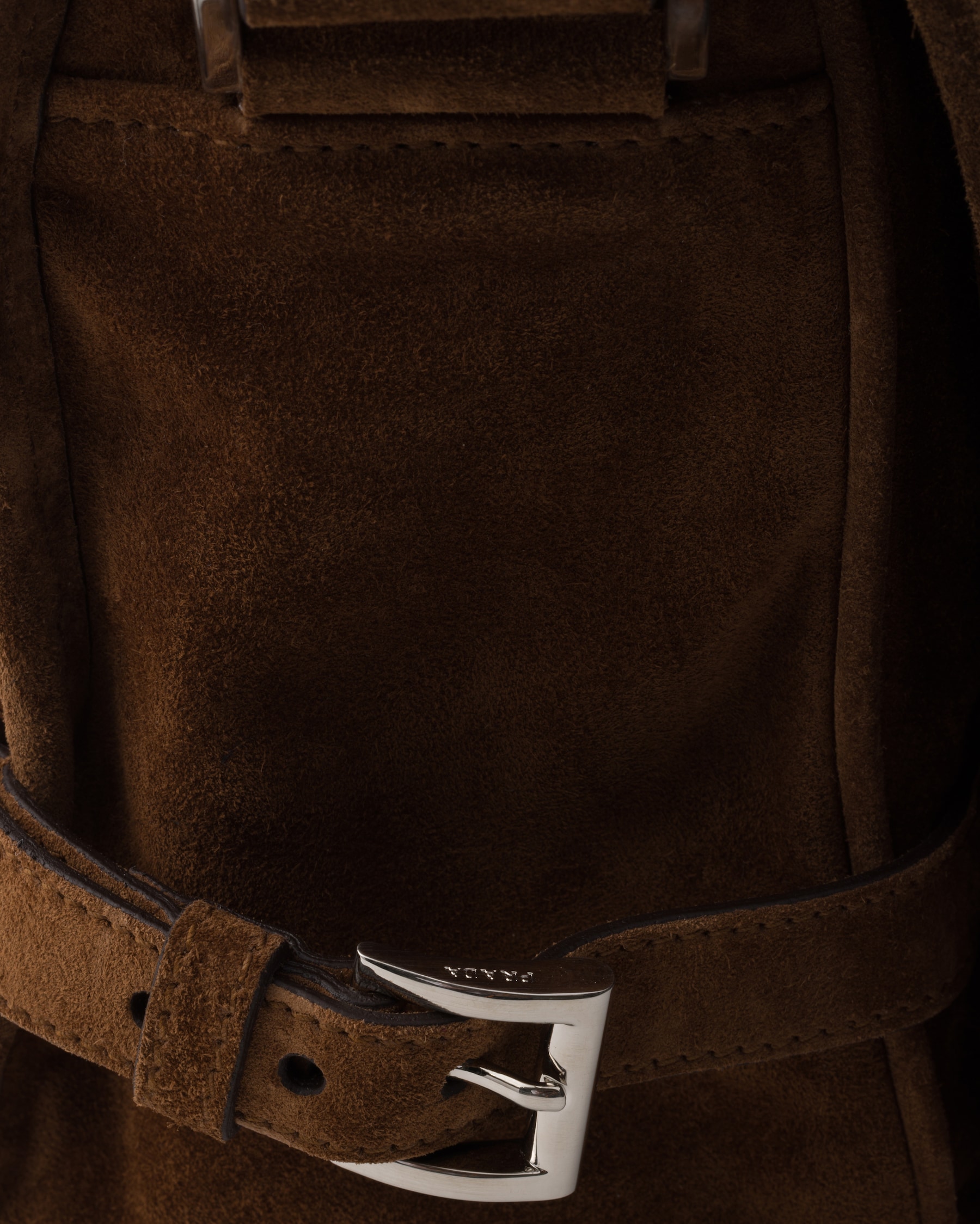 Cocoa Brown Suede Shoulder Bag | PRADA