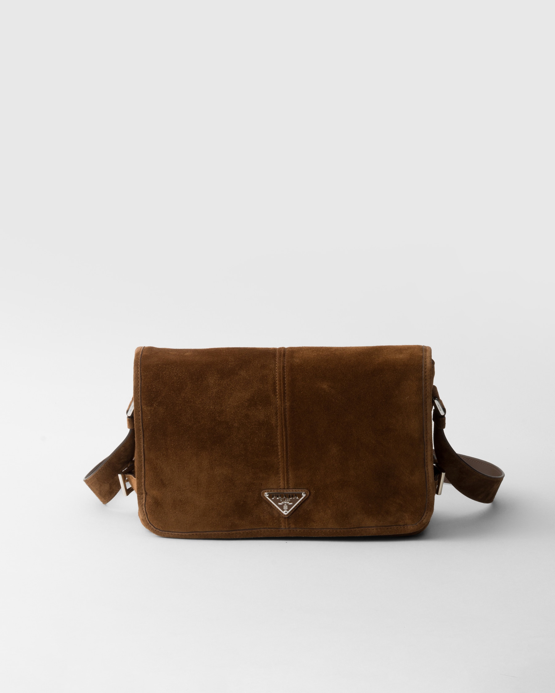 Cocoa Brown Suede Shoulder Bag | PRADA