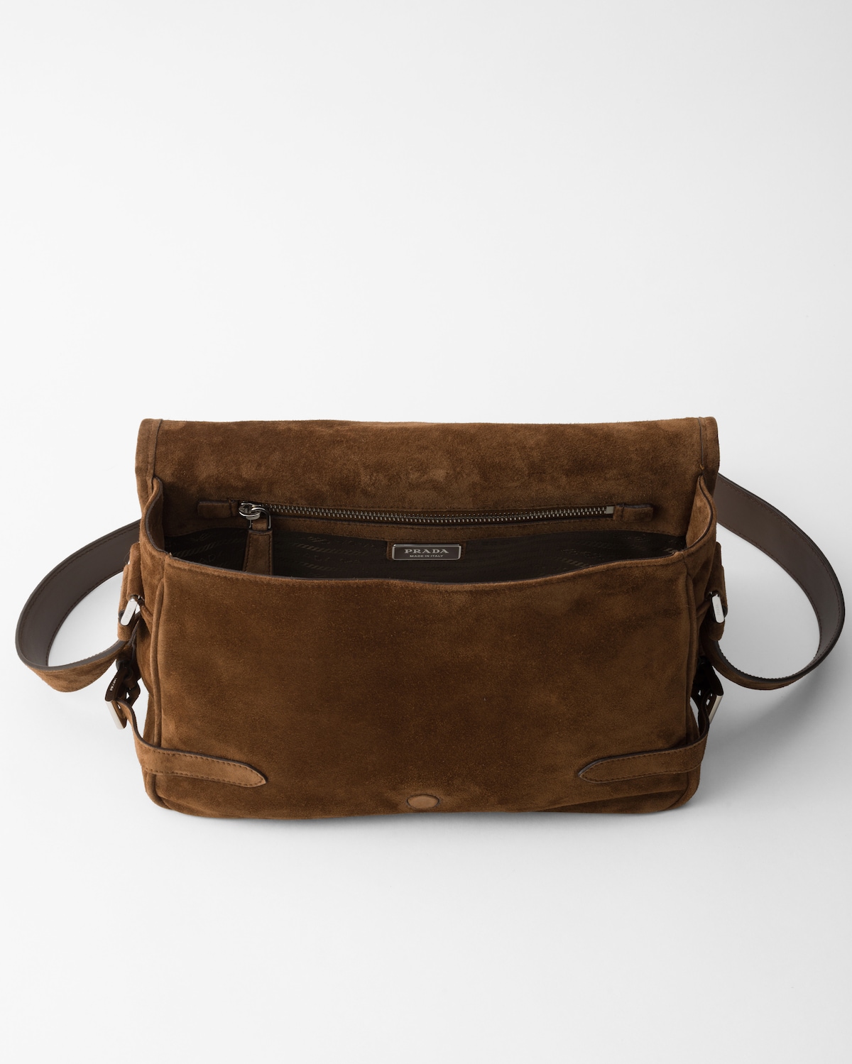 Cocoa Brown Suede Shoulder Bag | PRADA