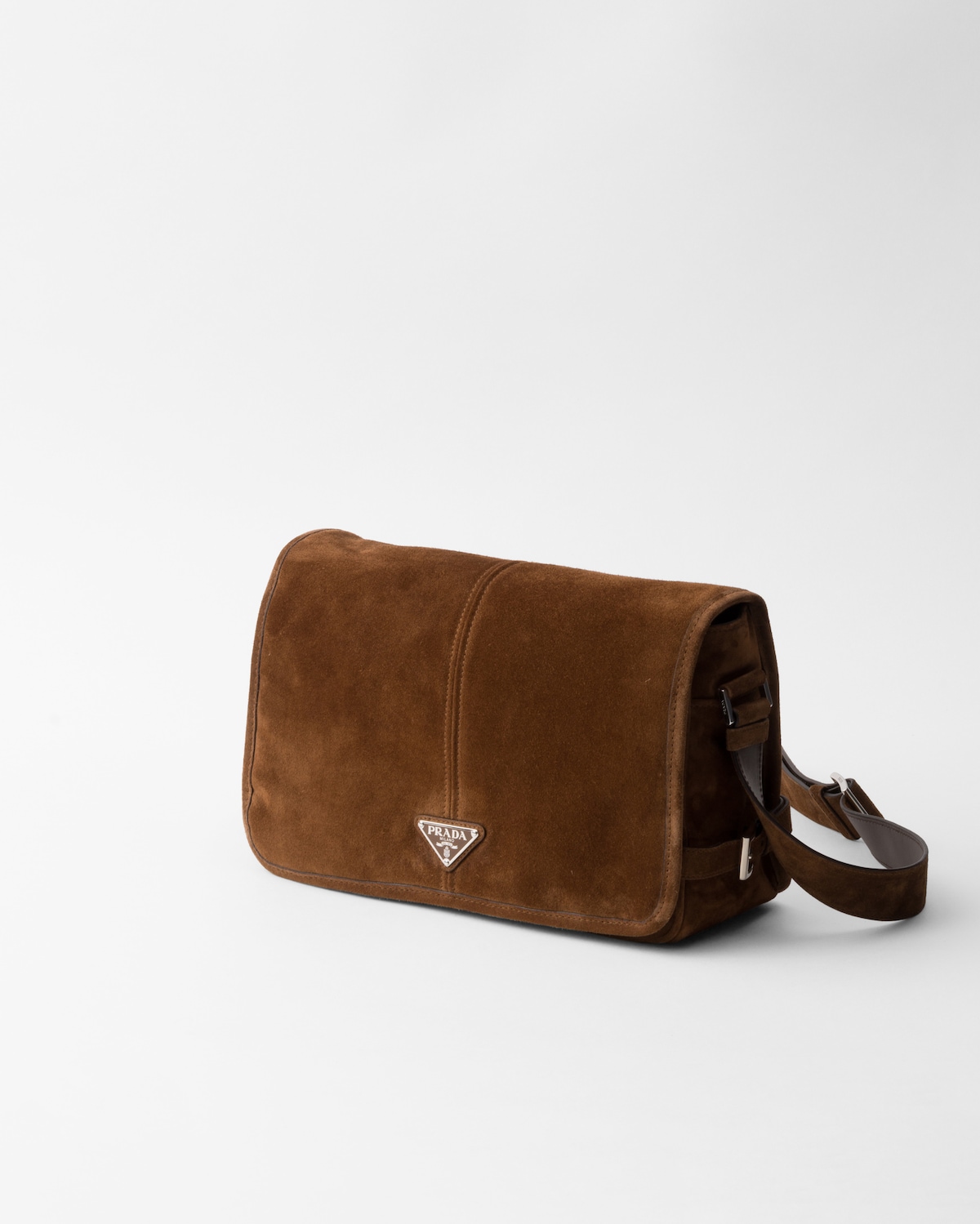 Cocoa Brown Suede Shoulder Bag | PRADA