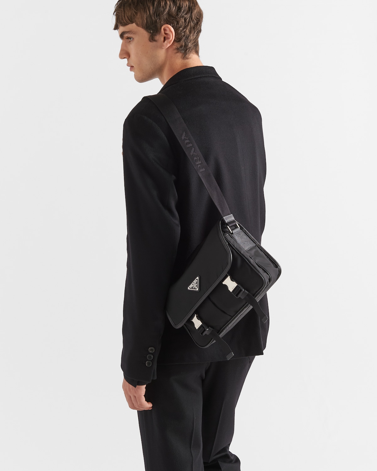 Black Re-nylon And Saffiano Leather Shoulder Bag | PRADA - United States