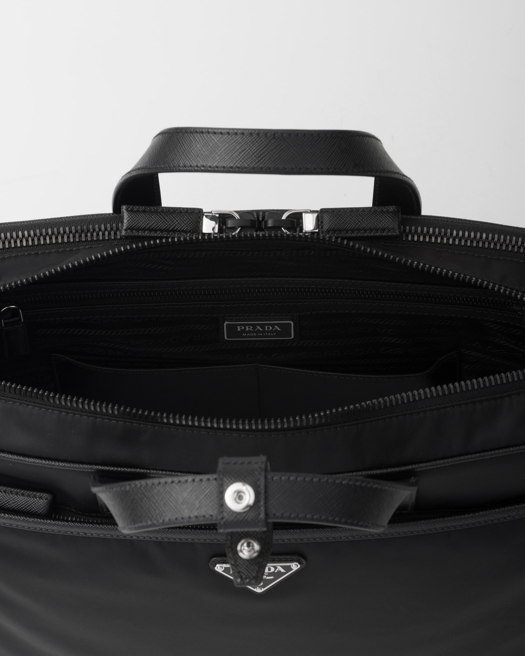 Black Re-nylon And Saffiano Leather Briefcase | PRADA